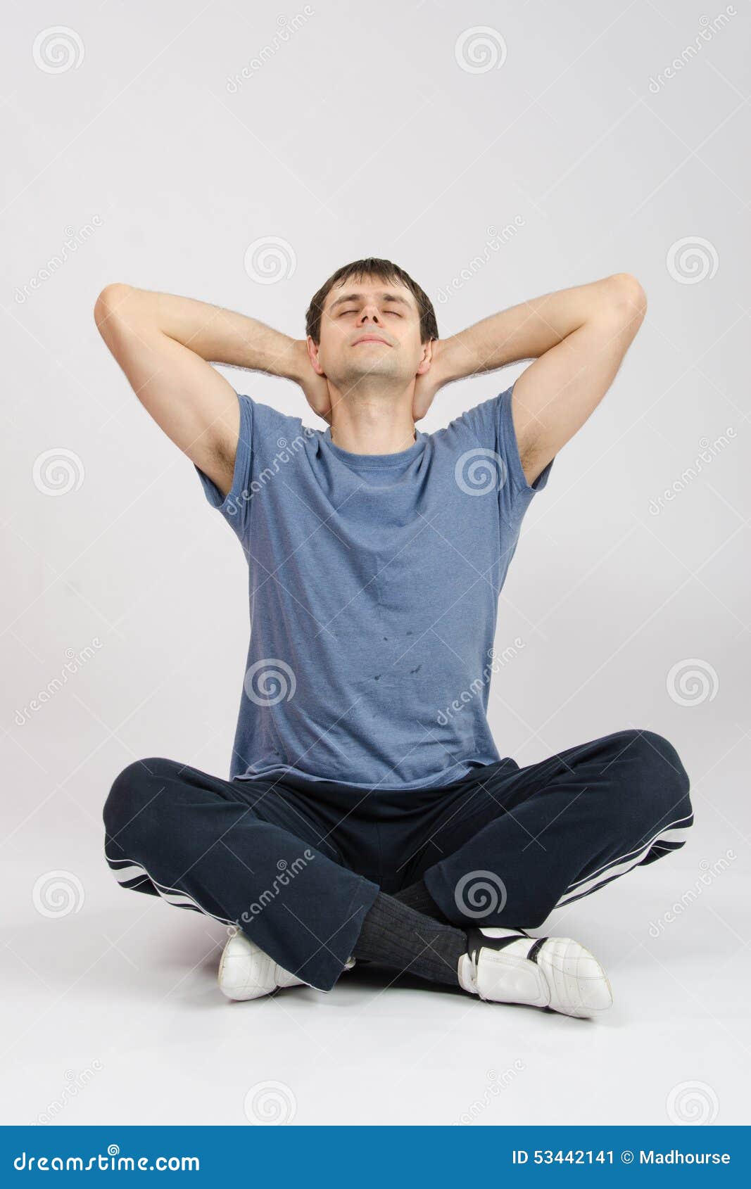 Athlete Stretching His Neck, Leaned Back Stock Image - Image of warm ...