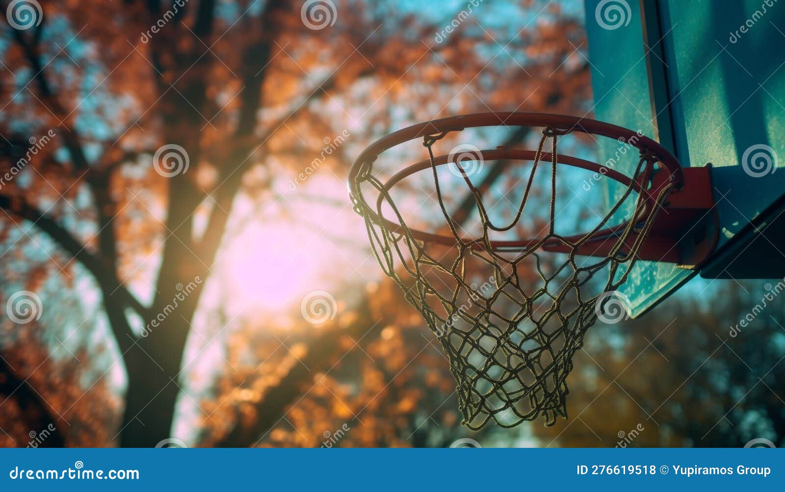 Athlete Throwing Ball through Basketball Hoop Net Generated by AI Stock ...