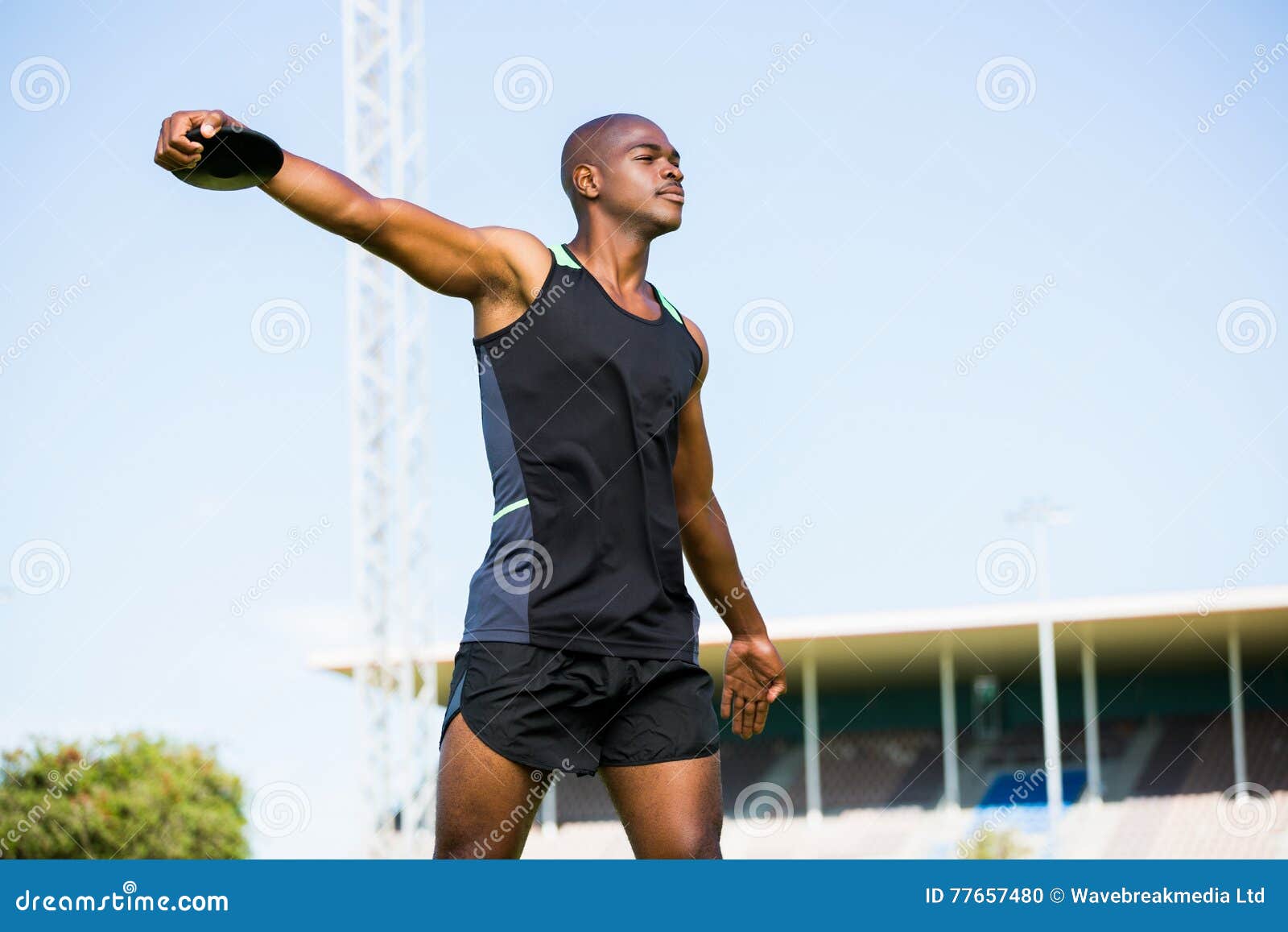 Athlete about To Throw a Discus Stock Photo - Image of stadium, young ...