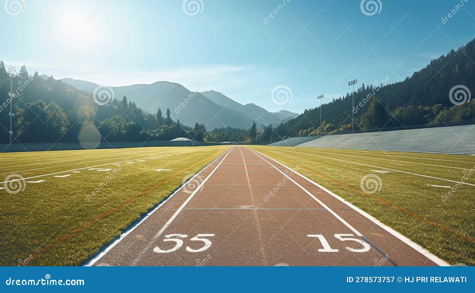 Athlete Track or Running Track with Nice Scenic. Generative Ai Stock ...