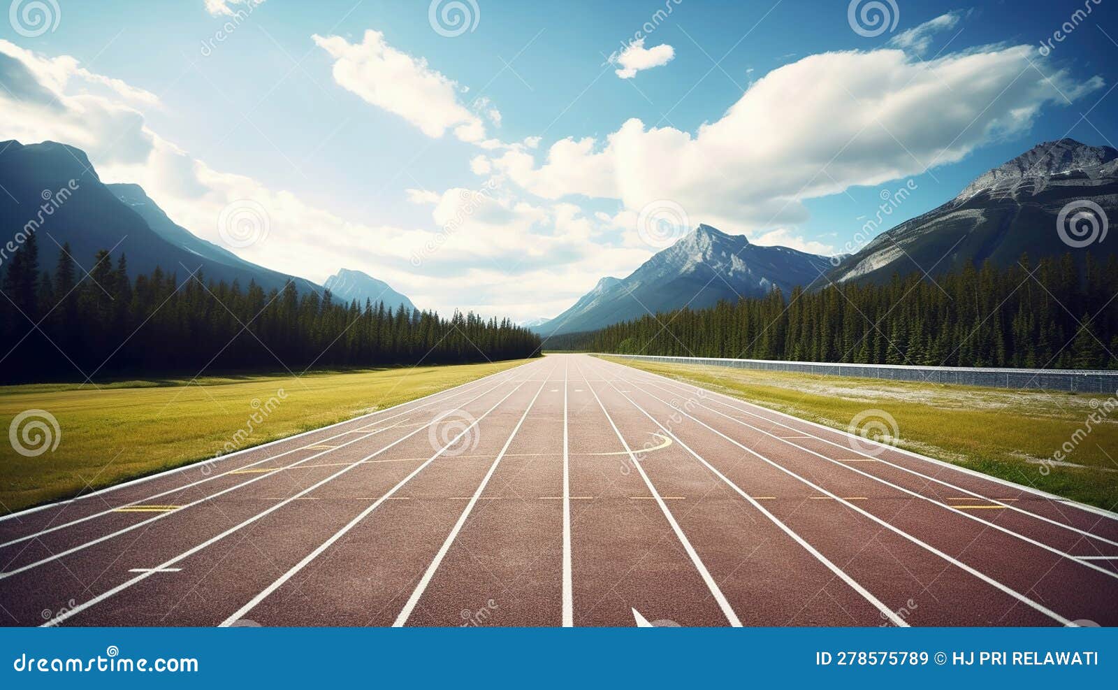 Athlete Track or Running Track with Nice Scenic. Generative Ai Stock ...