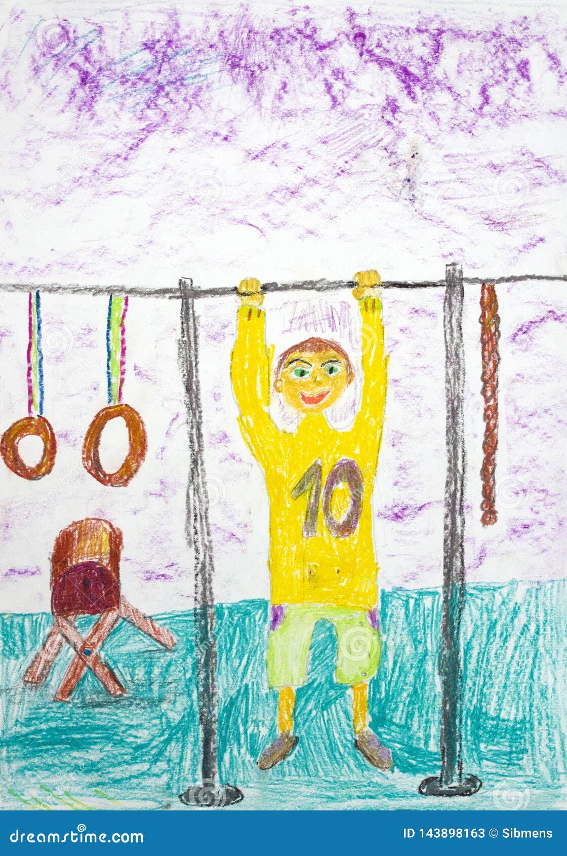 Athlete during Training. Children`s Drawing in Pencil Stock Image ...