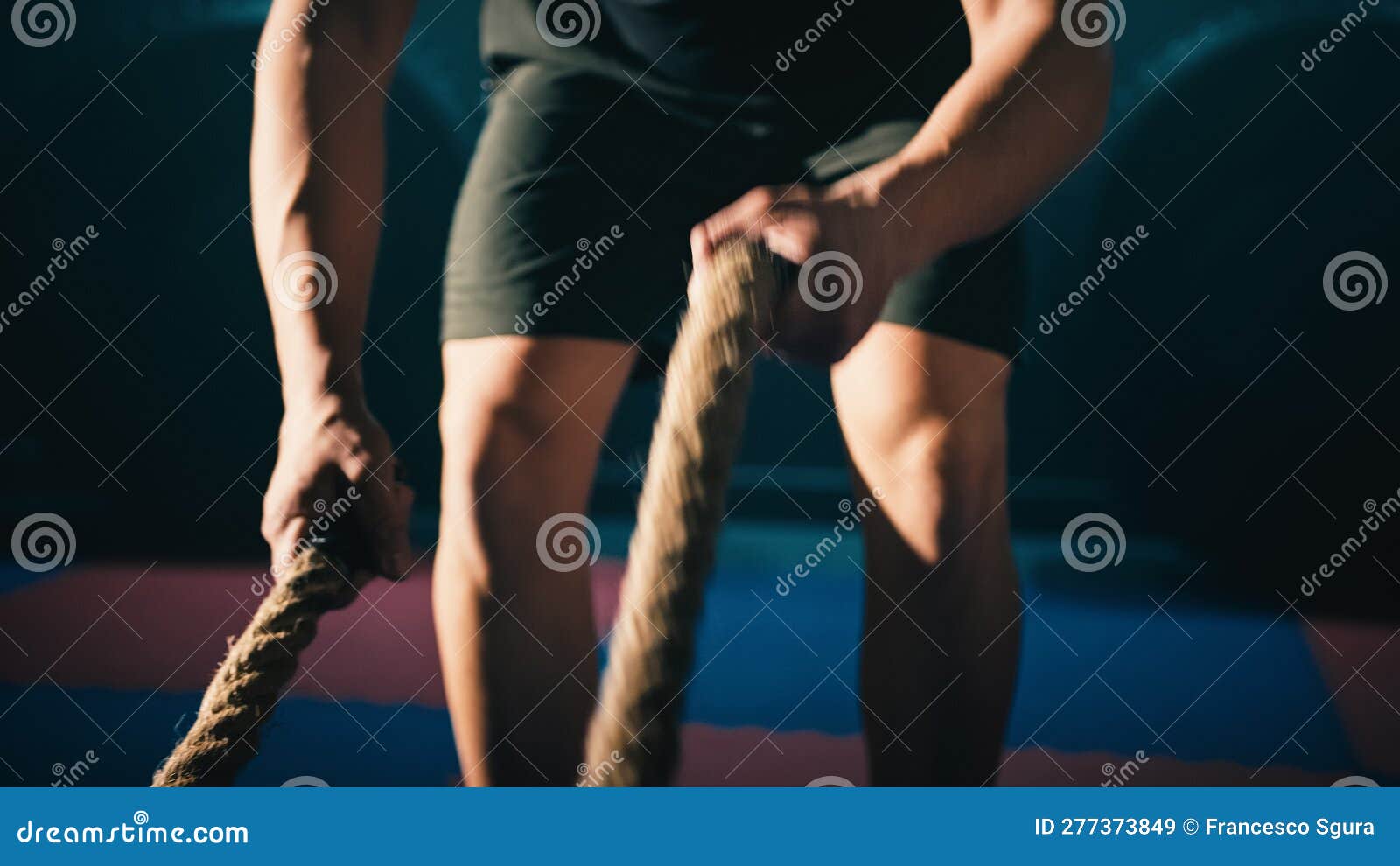 Athlete Training Using Battle Ropes Stock Image - Image of body ...