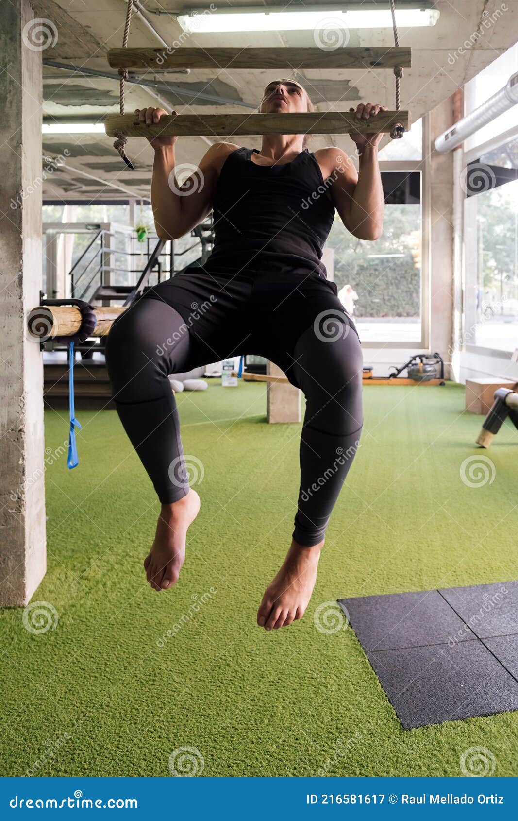 Athlete Trains Strength Doing Pull Ups at the Gym Stock Image - Image ...