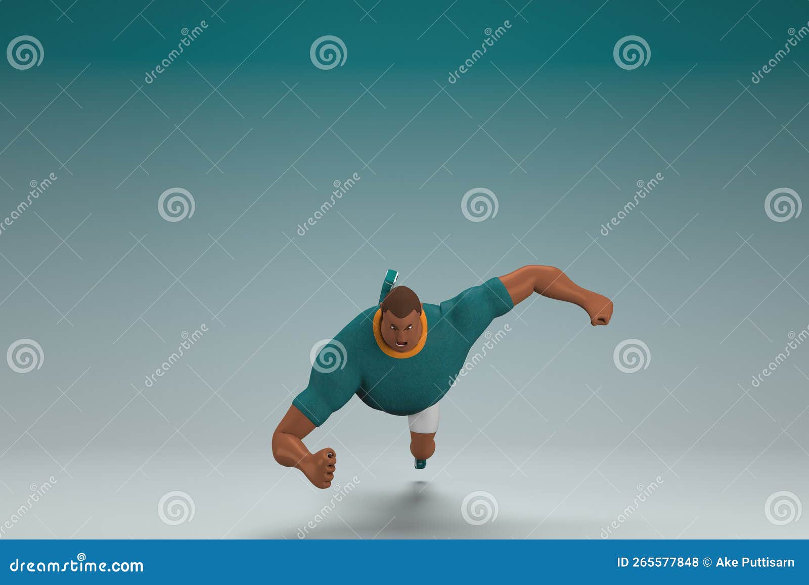 An Athlete Wearing a Green Shirt and White Pants. he is Falling Down ...
