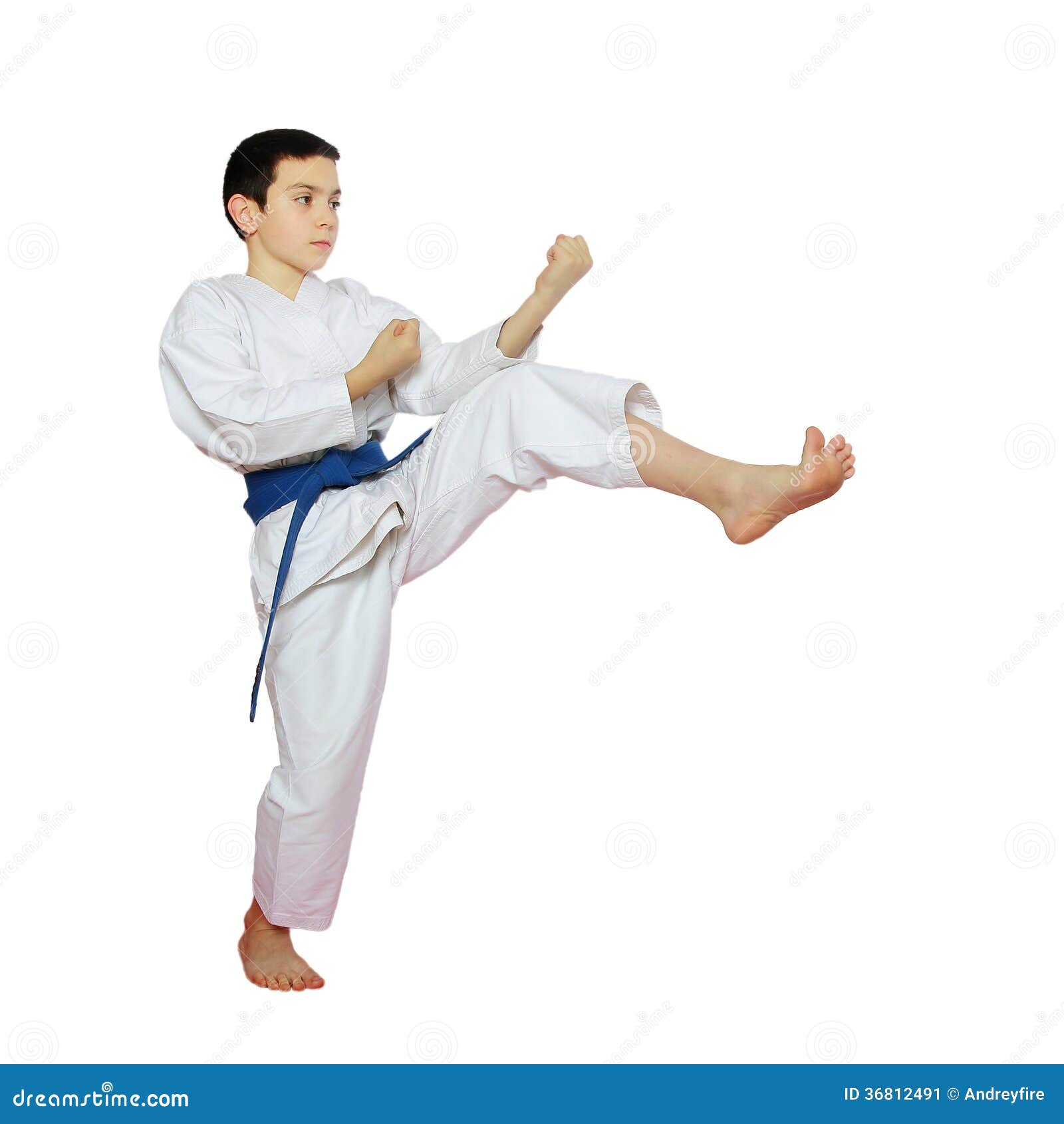 Athlete on a White Background Beat a Kick Leg Stock Image - Image of ...