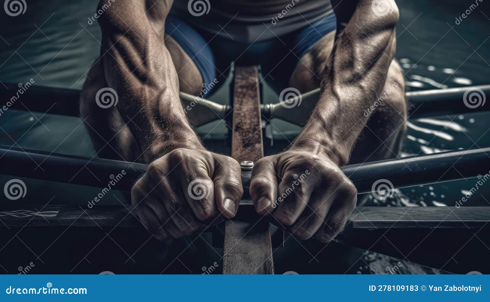Athletes Arms Pulling on a Rowing Machine. Generative AI Stock Image ...