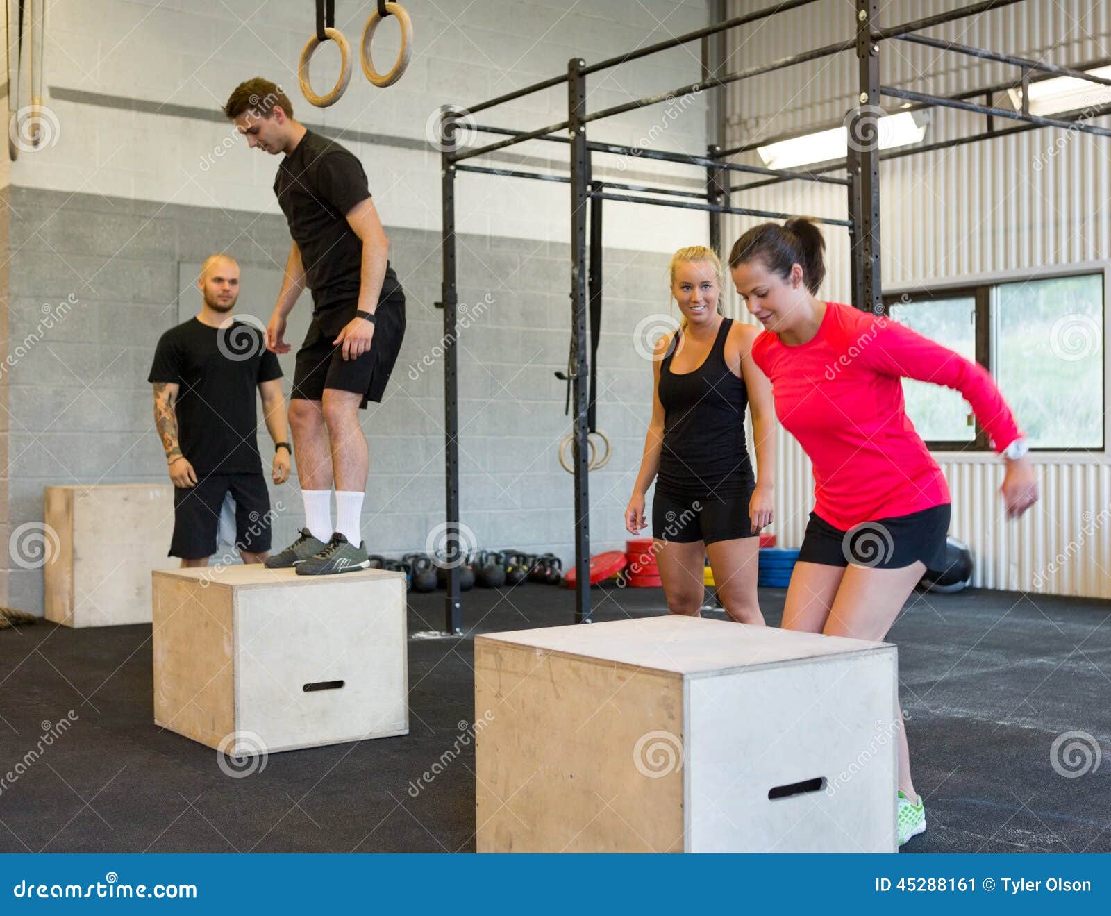 Athletes Box Jumping stock image. Image of crossfit, physical - 45288161