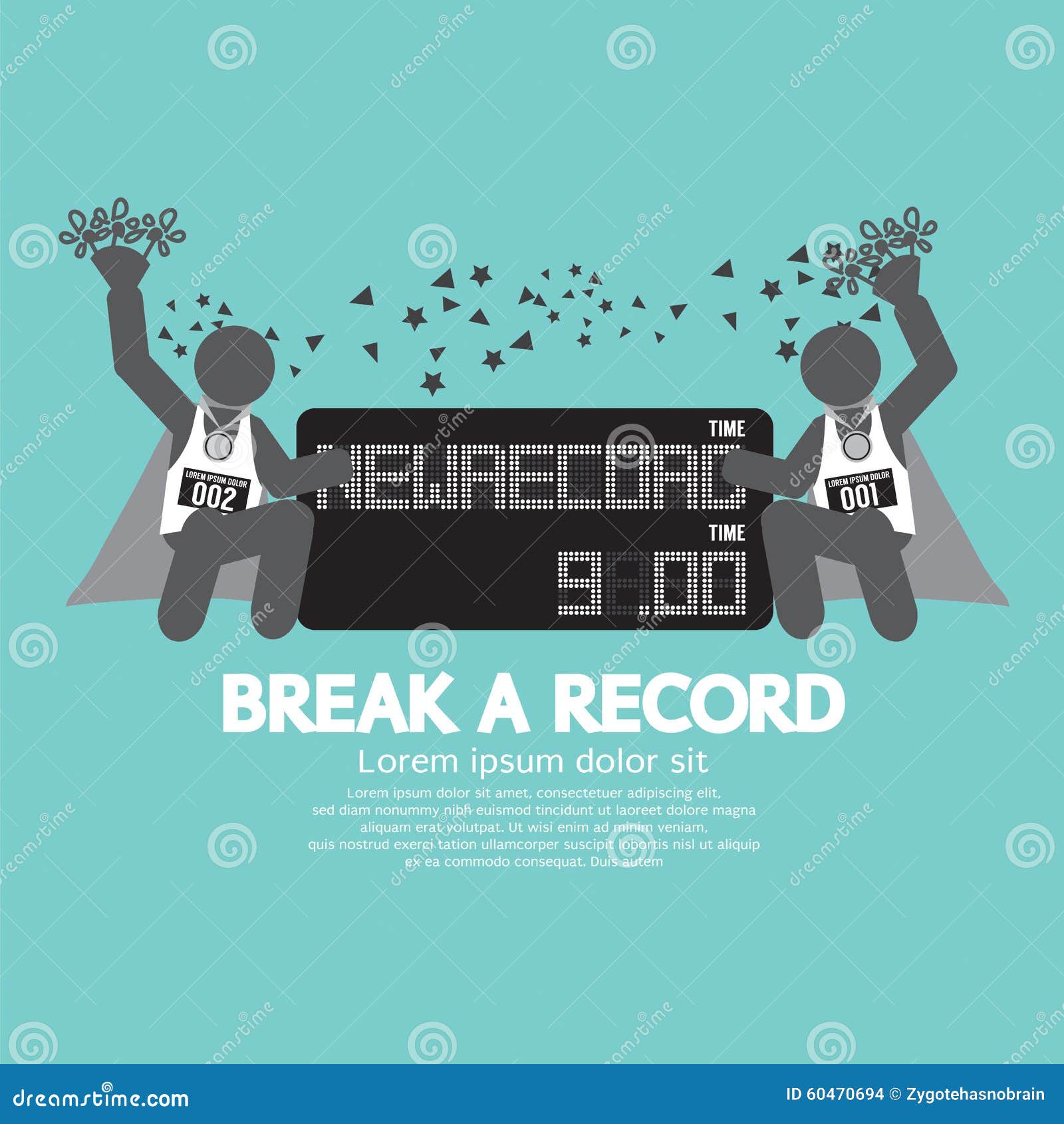 The Athletes with Break a Record Banner. Stock Vector - Illustration of ...