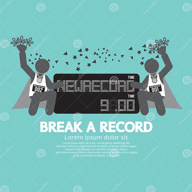 The Athletes with Break a Record Banner. Stock Vector - Illustration of ...
