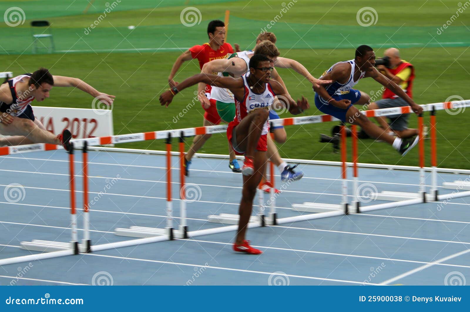 Athletes Compete in the 110 Meters Final Editorial Stock Photo - Image ...
