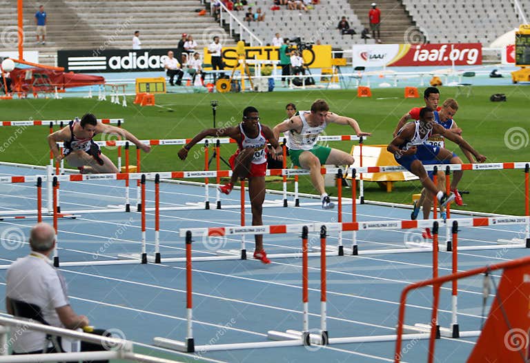 Athletes Compete in the 110 Meters Final Editorial Stock Photo - Image ...