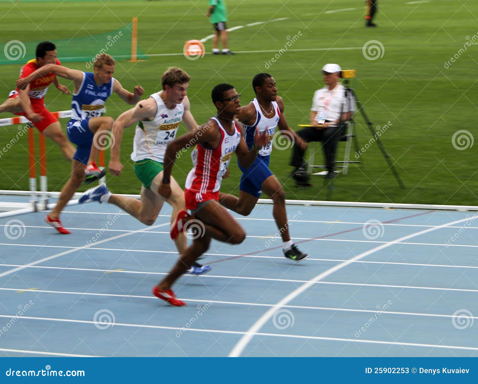 Athletes Compete in the 110 Meters Final Editorial Stock Photo - Image ...