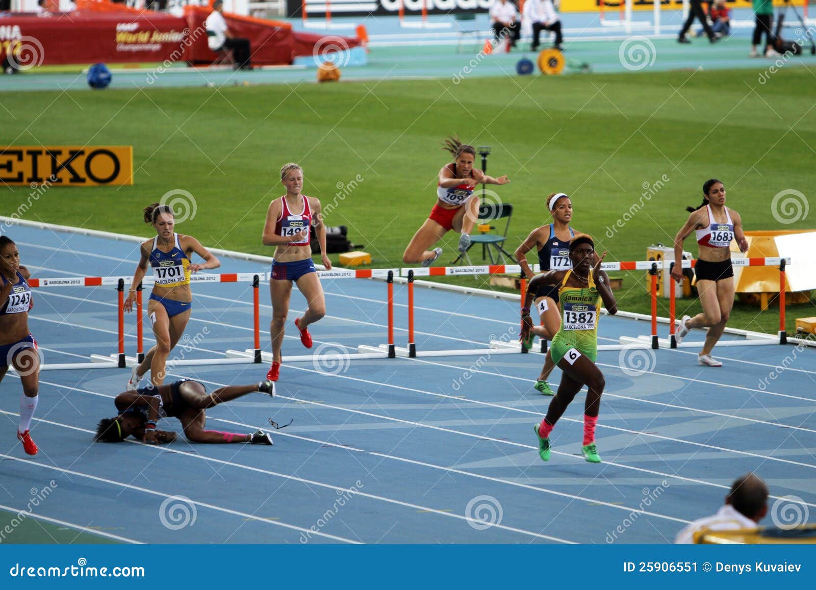 Athletes Compete in the 400 Meters Hurdles Final Editorial Photo ...