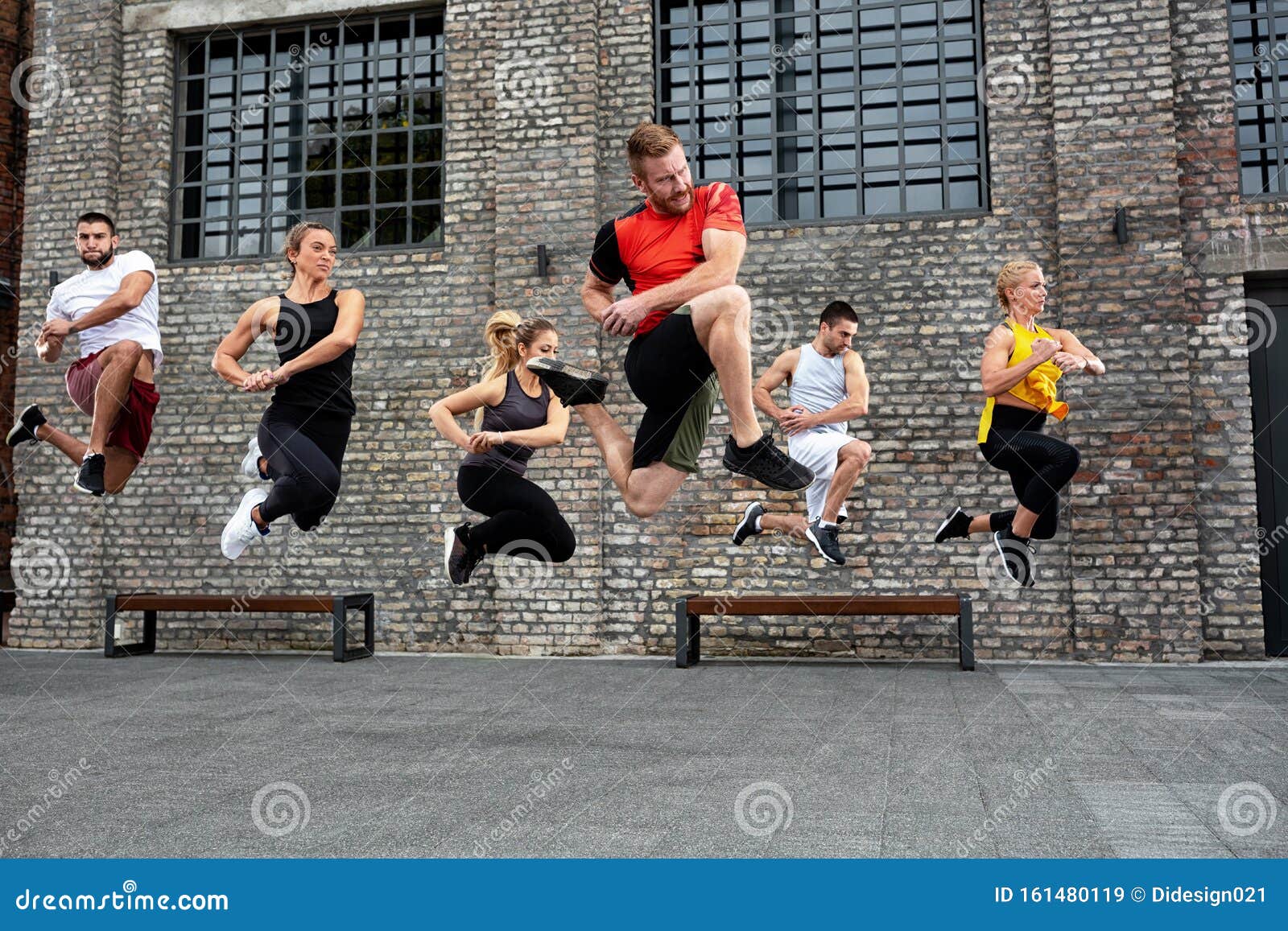Athletes Jumping during a Workout Session Stock Image - Image of people ...