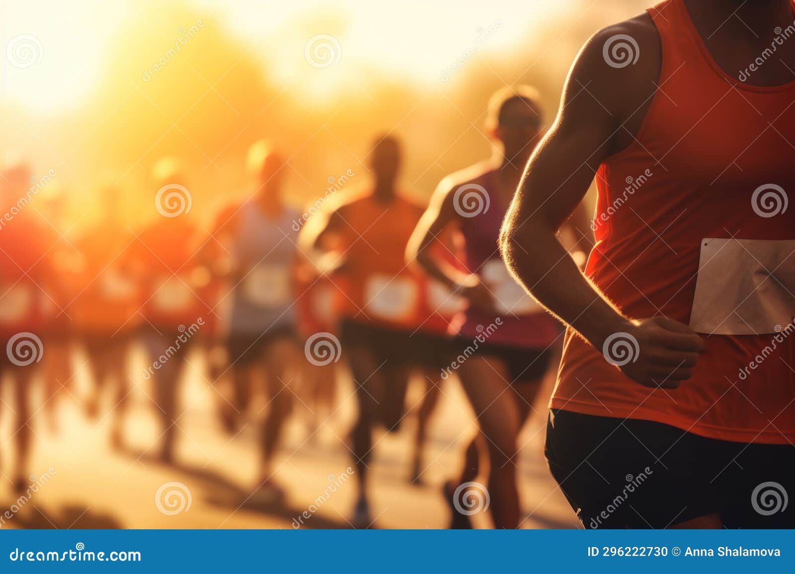 Athletes Participating in a Competitive Running Race at Sunset Stock ...