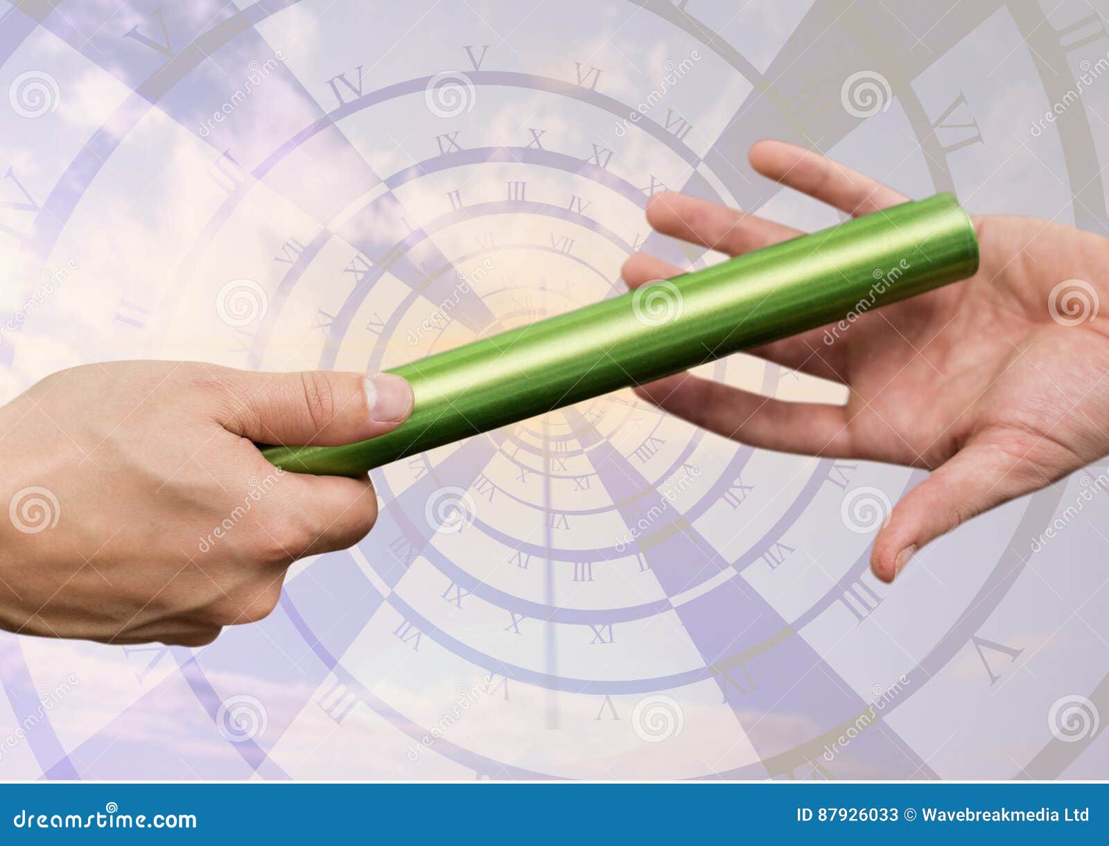 Athletes Passing the Baton during Relay Race Against Digitally ...