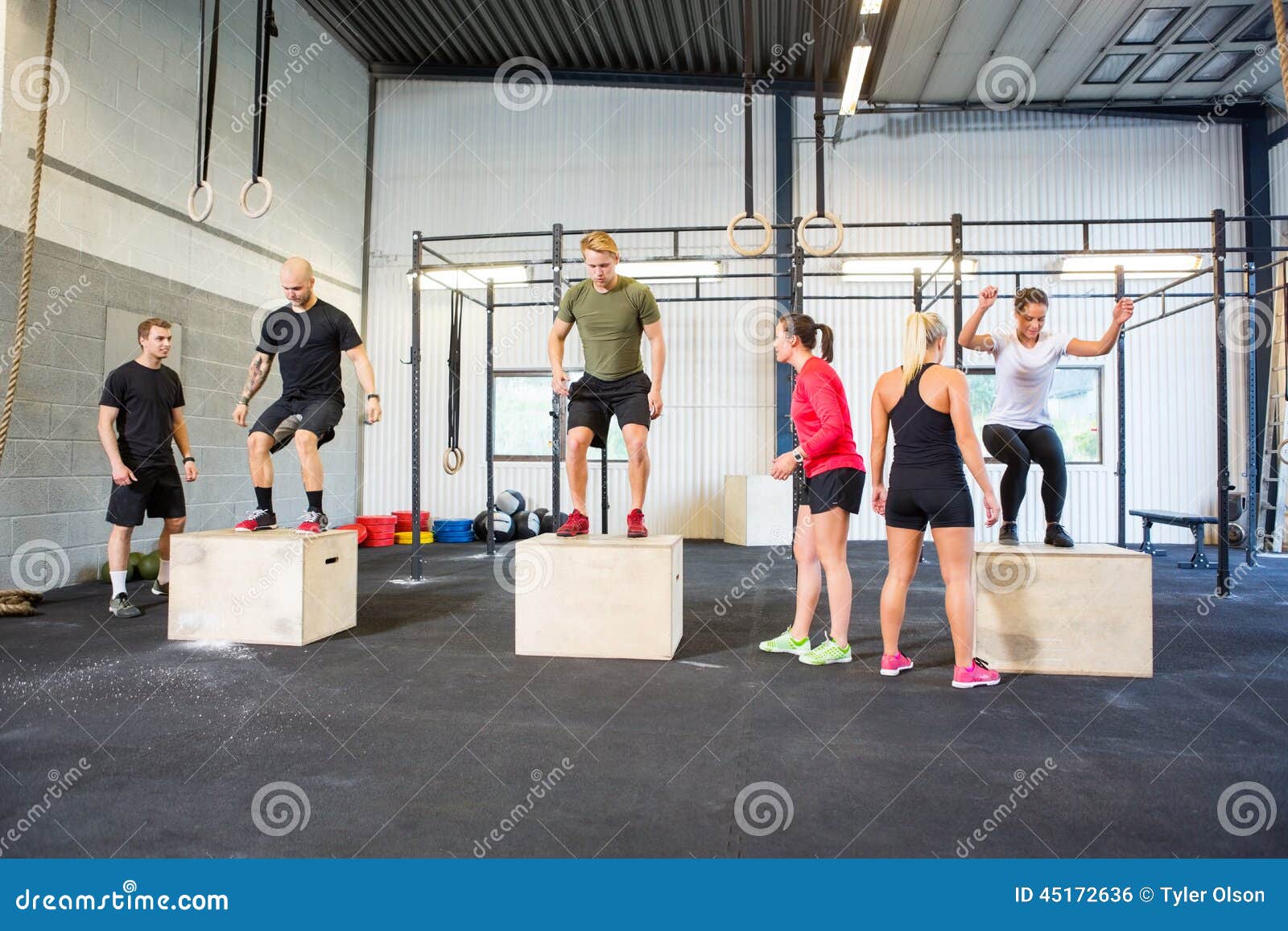Athletes Practicing Box Jumps Stock Photo - Image of healthy ...
