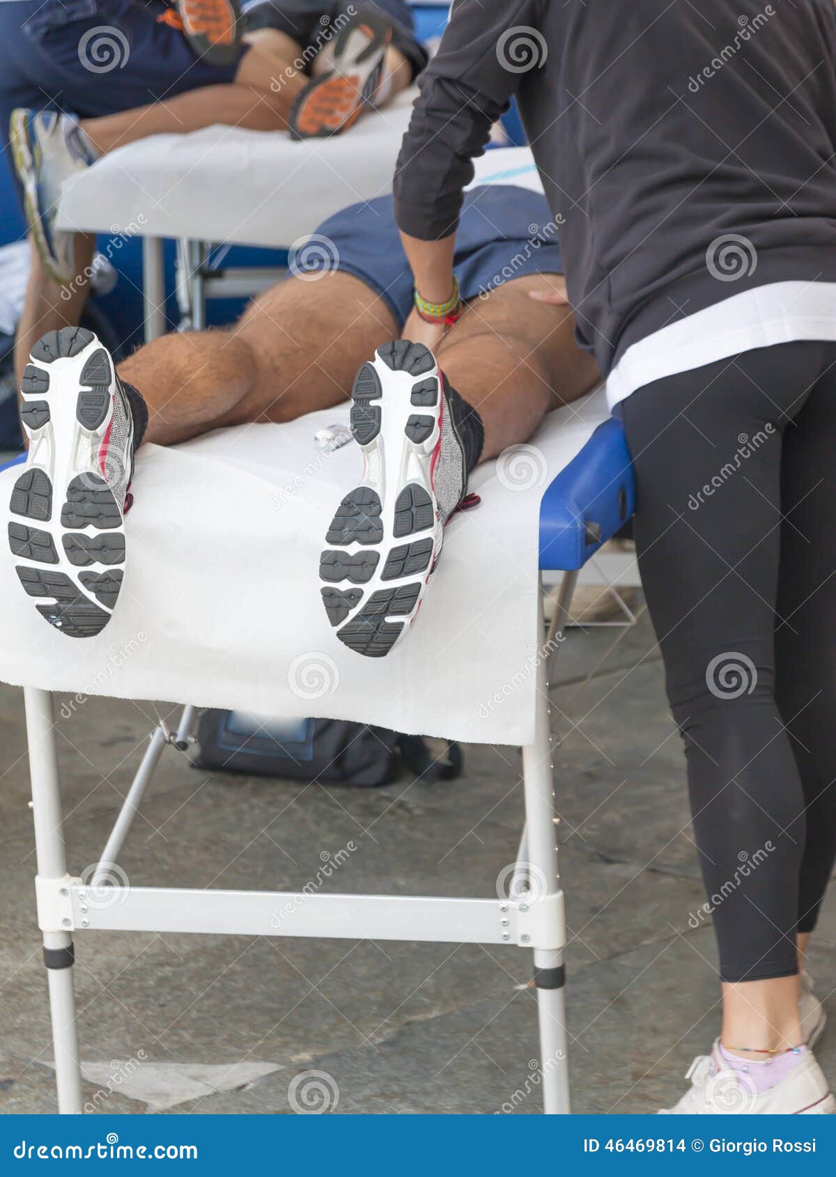 Athletes Relaxation Massage before Sport Event Stock Photo - Image of ...