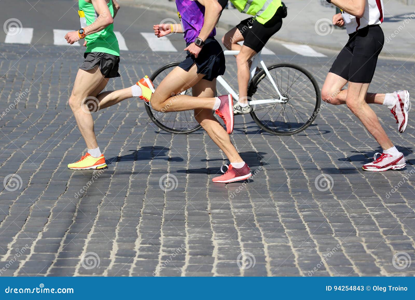 Athletes Run Marathons on the Pavement Stock Image - Image of active ...