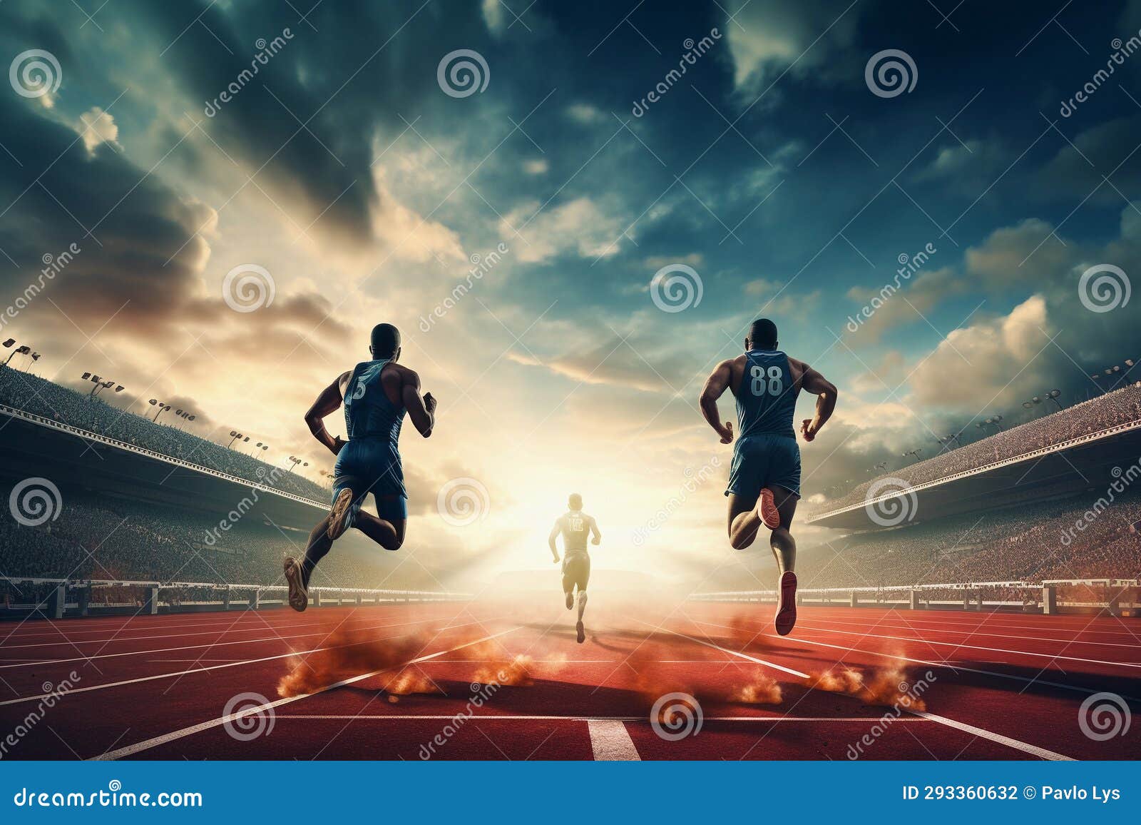 Athletes Run in the Stadium Stock Illustration - Illustration of ...