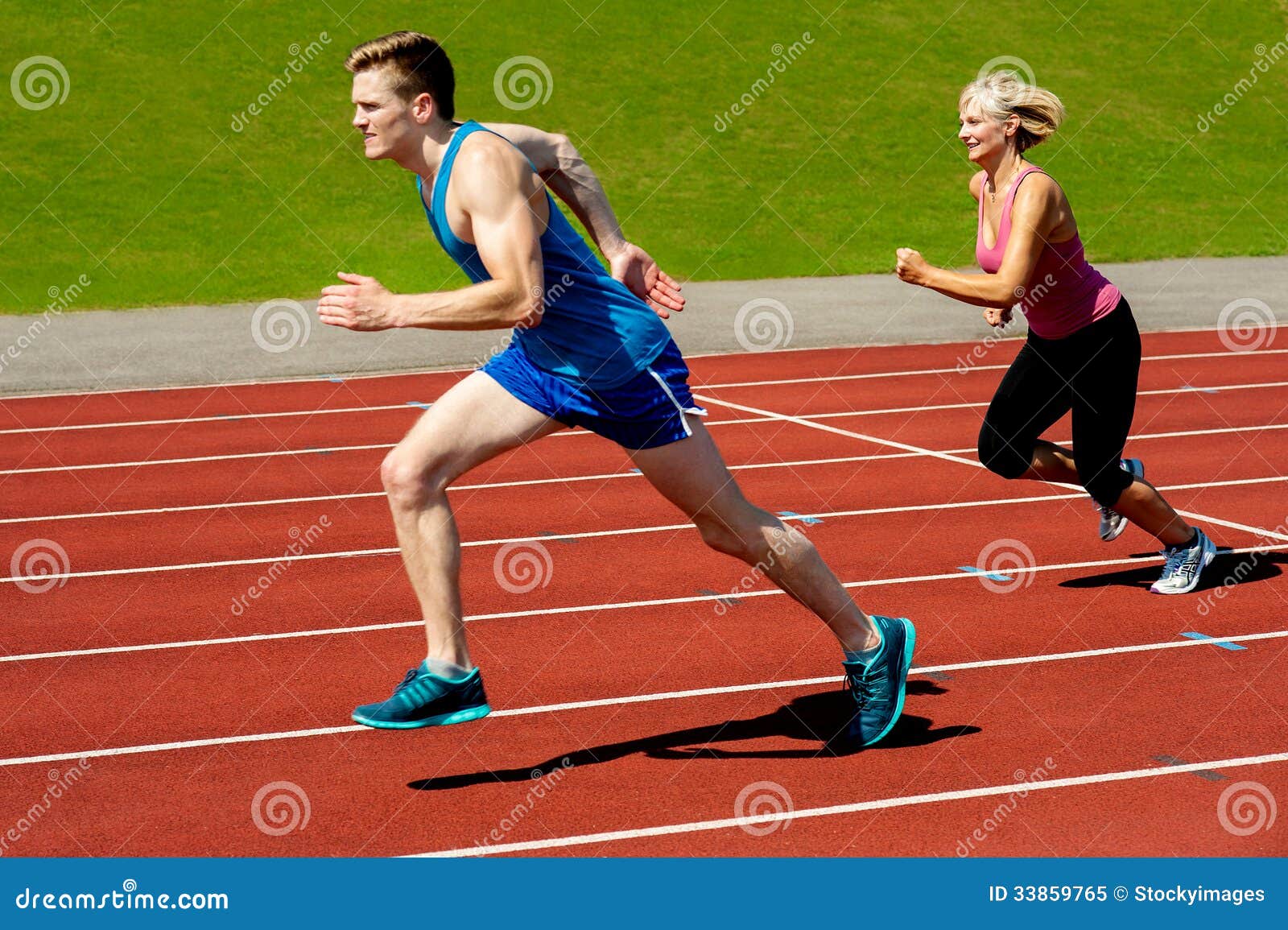 Athletes Running on Race Track Stock Image - Image of fitness ...
