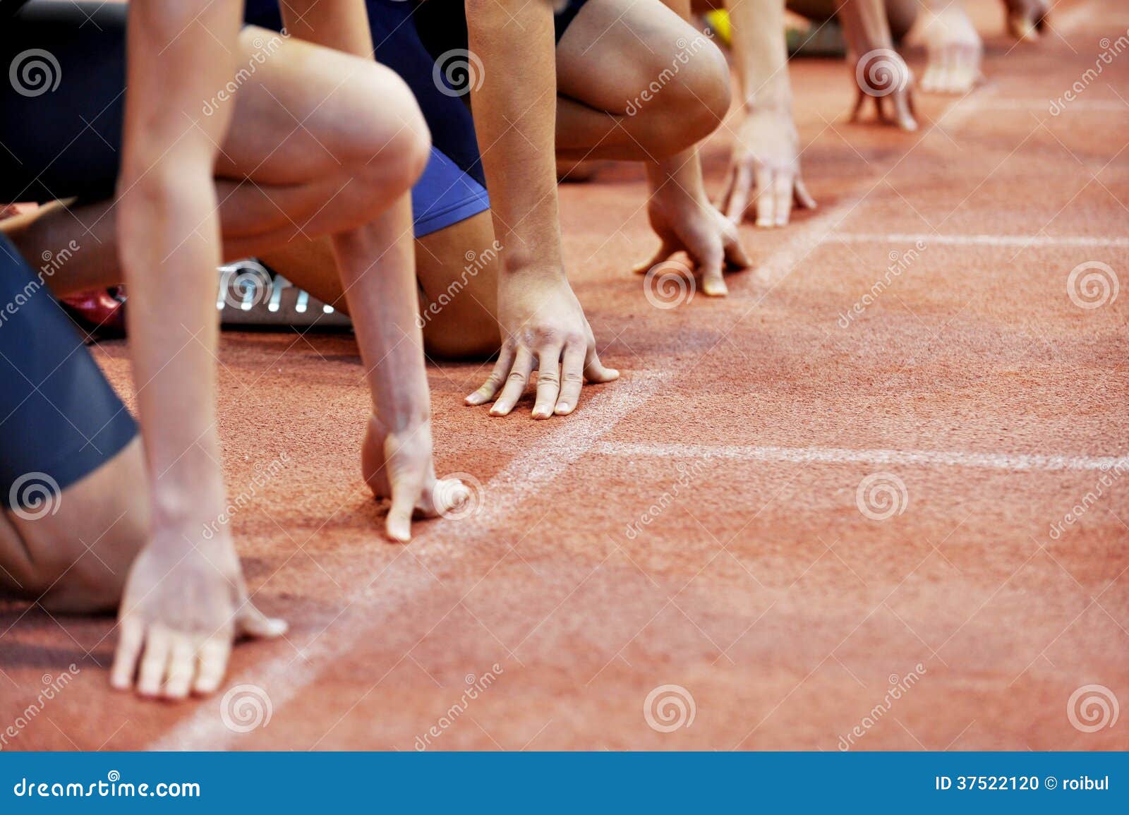 Athletes at the Sprint Start Line Stock Photo - Image of rivalry ...