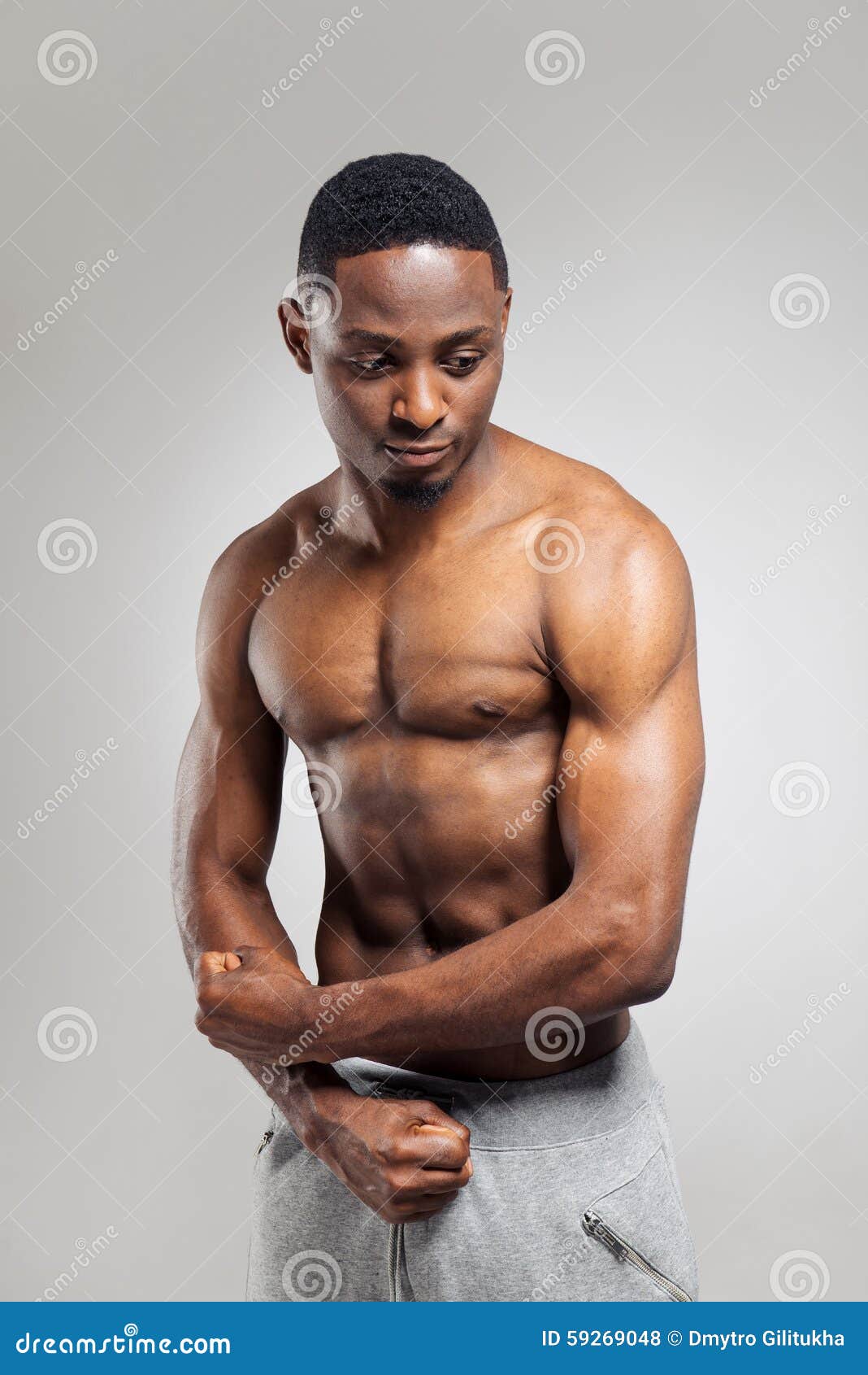 Athletic African American Man Shirtless Stock Photo - Image of ...