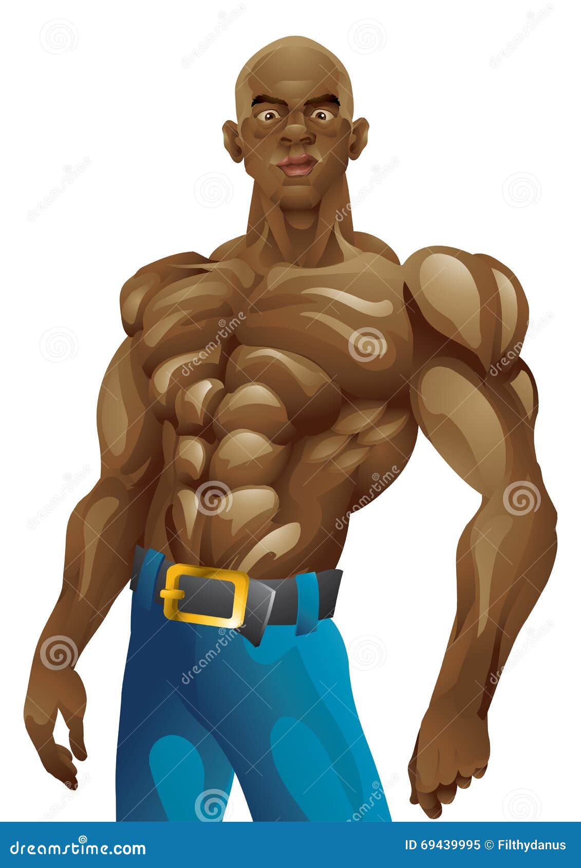 Athletic Bald Black Man Posing Stock Vector - Illustration of lifestyle ...