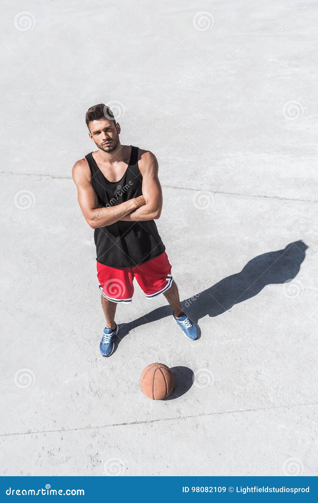 Athletic Basketball Player Standing on Court Stock Image - Image of ...