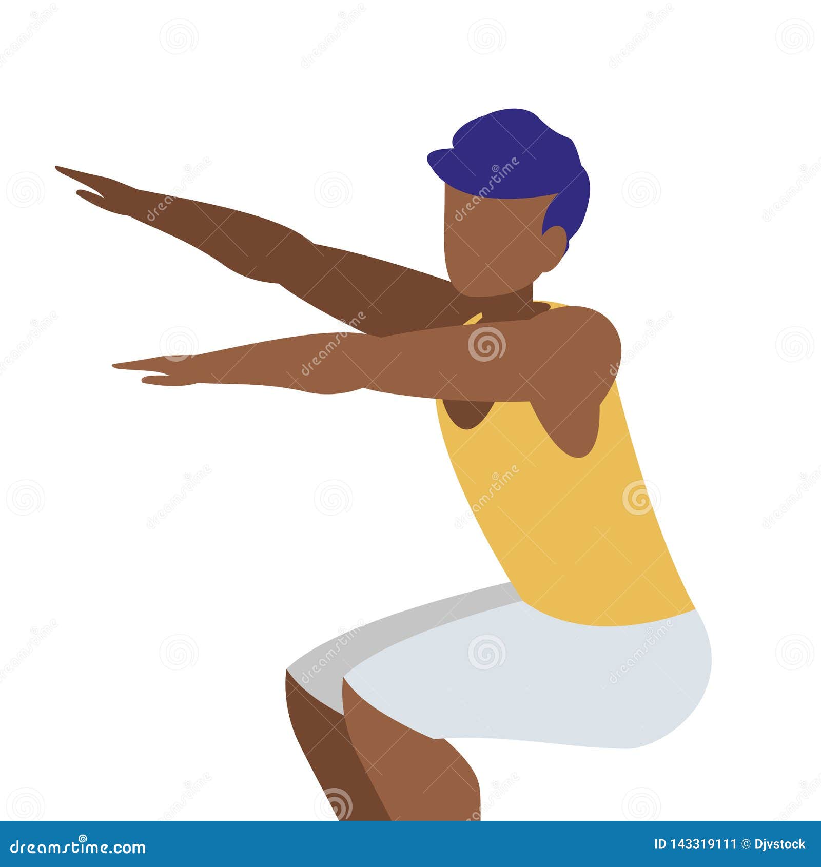 Athletic Black Man Practicing Exercises Stock Illustration ...