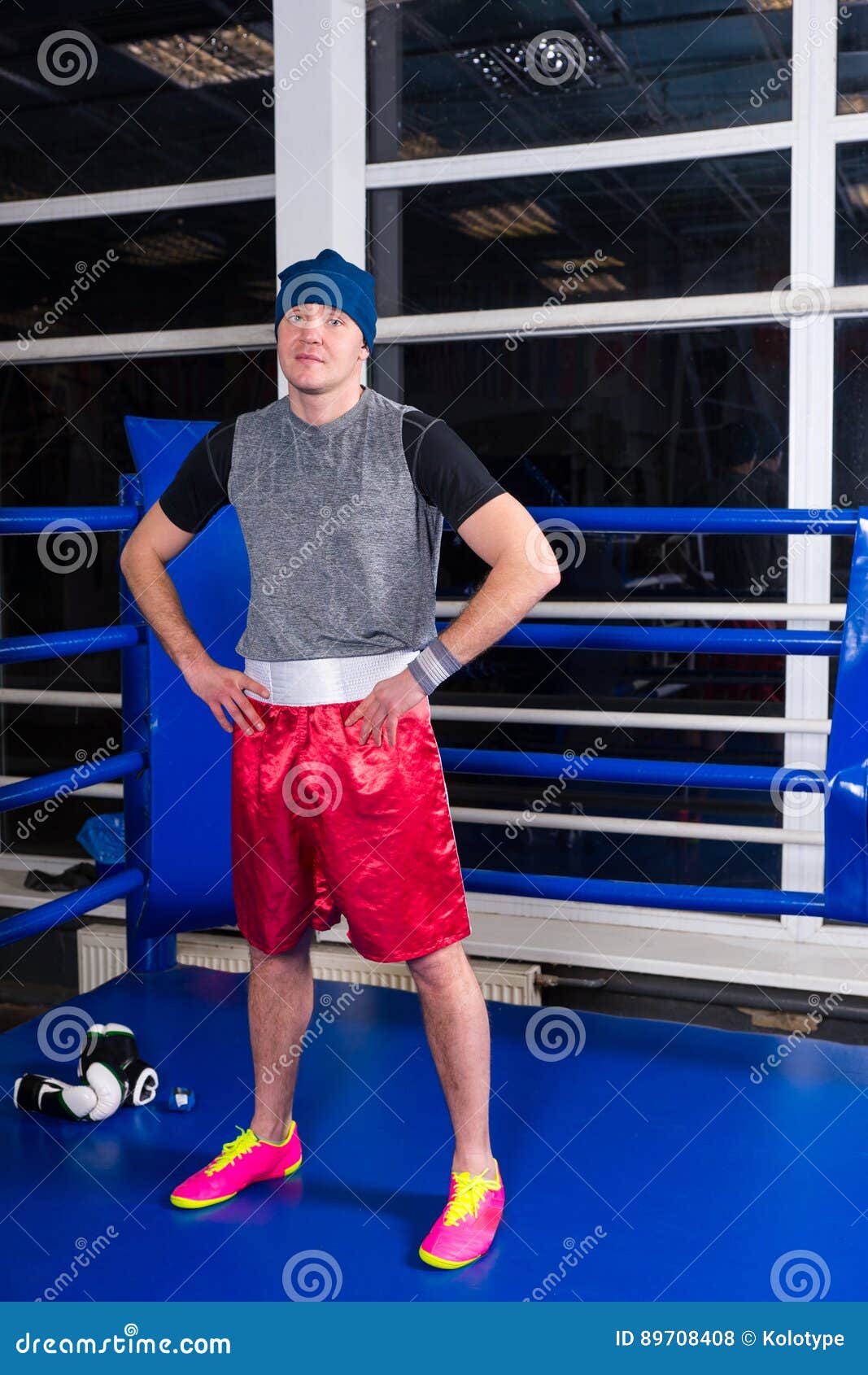 Athletic Boxer Standing in a Regular Boxing Ring Stock Photo - Image of ...