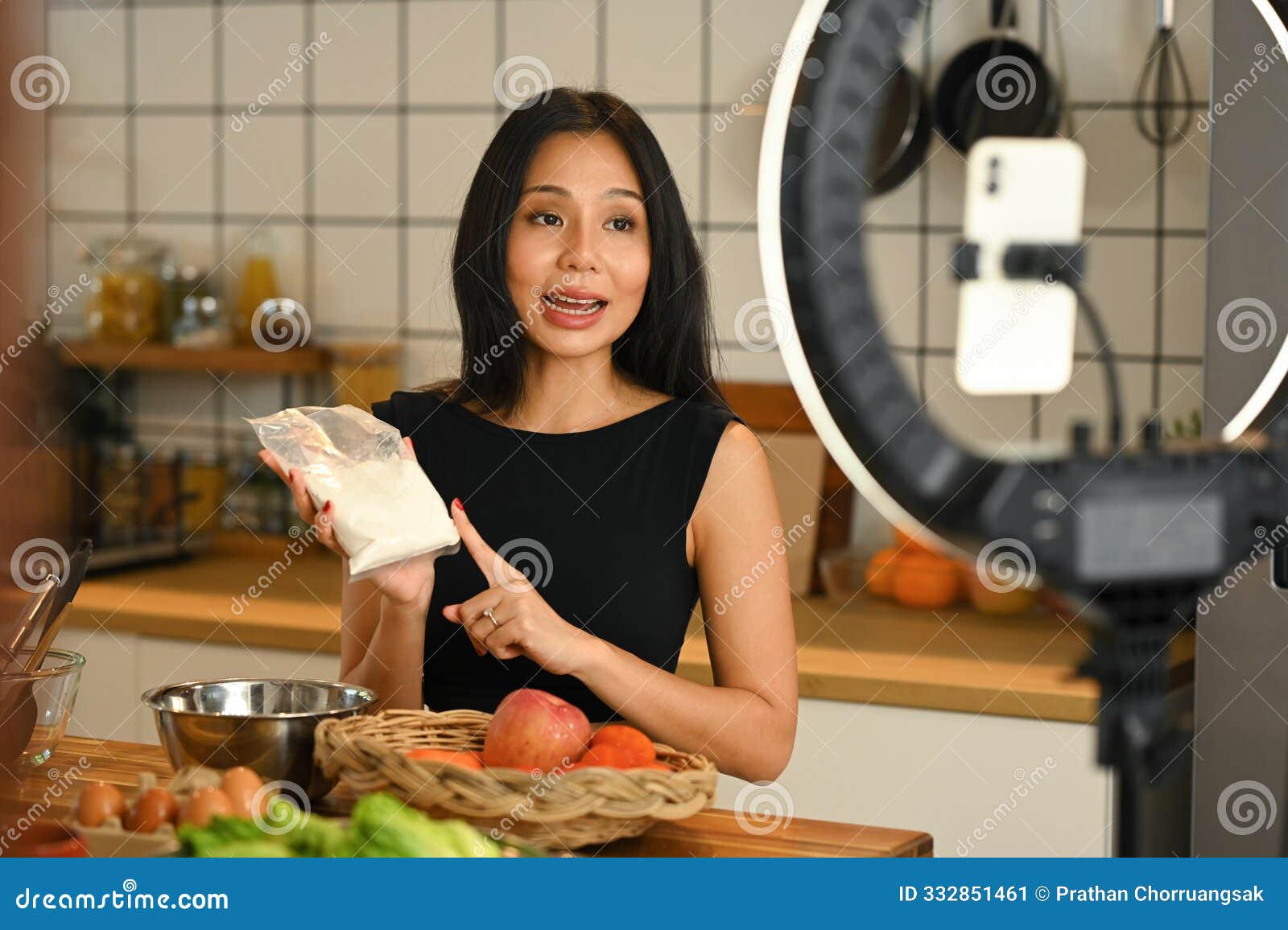 Athletic Female Giving Advice on Nutritional Eating for Online Tutorial ...