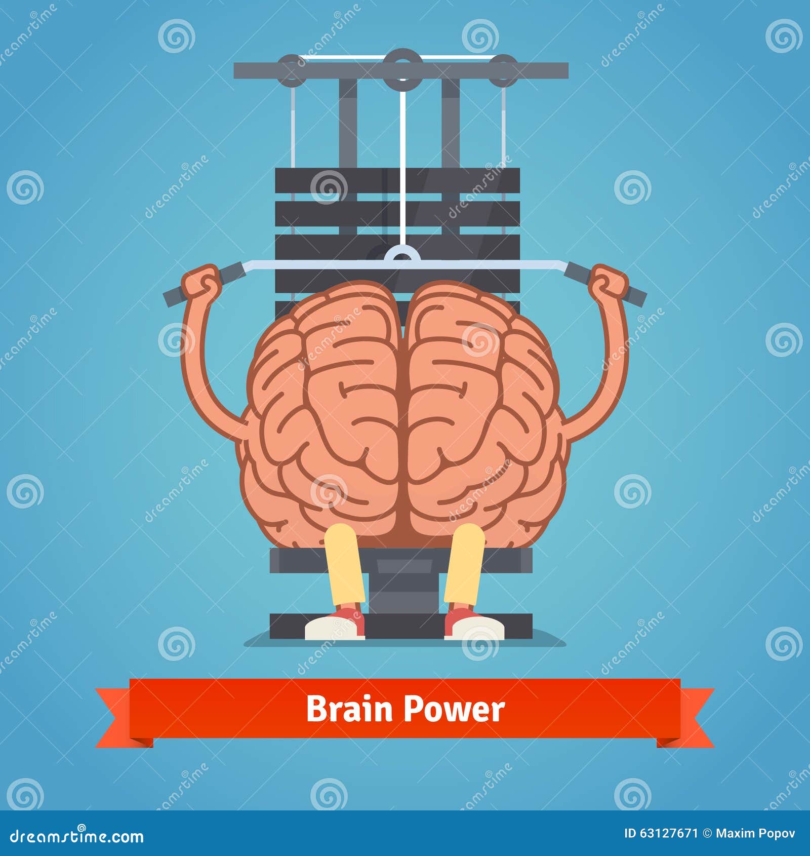 Athletic and Fit Brain Doing Heavy Weight Training Stock Vector ...