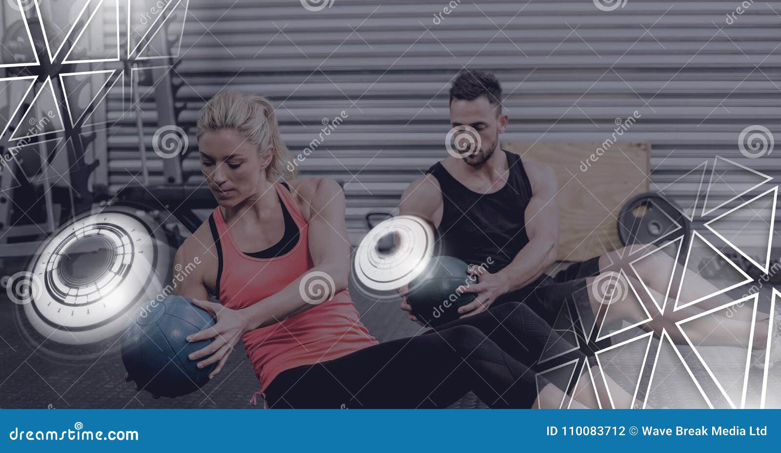 Athletic Fit People in Gym with Triangle Interface Stock Photo - Image ...