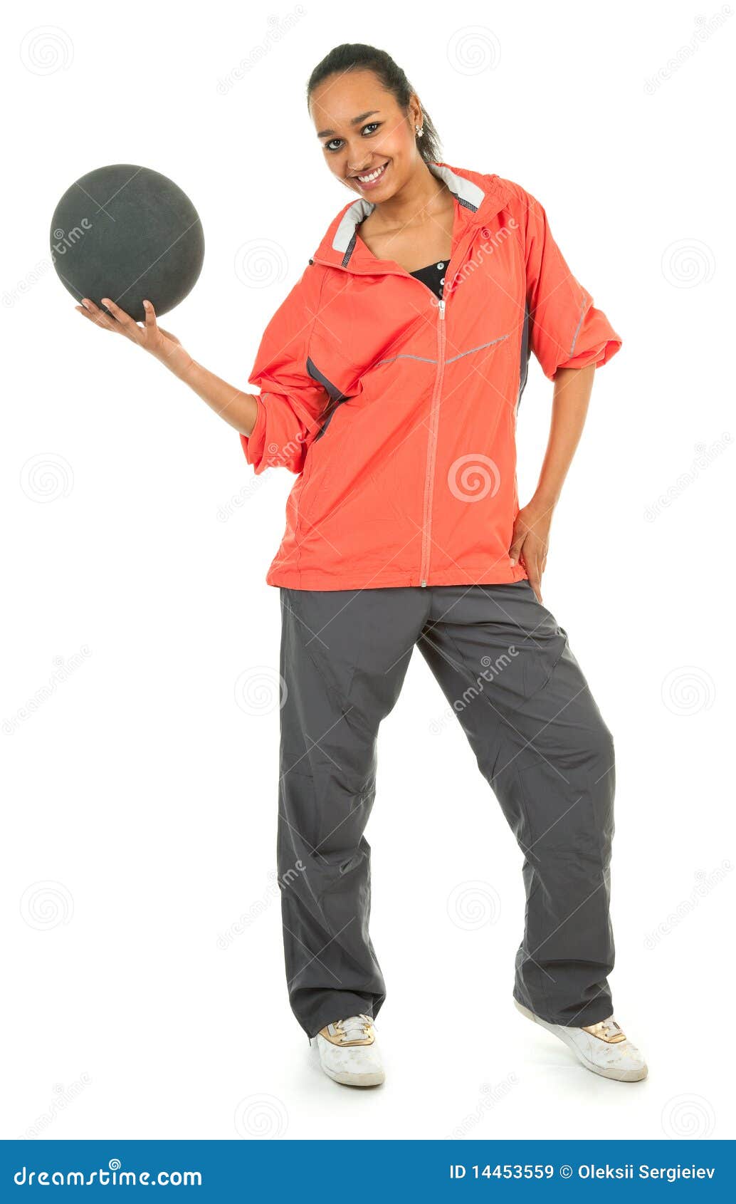 Athletic girl with a ball stock image. Image of excitement - 14453559
