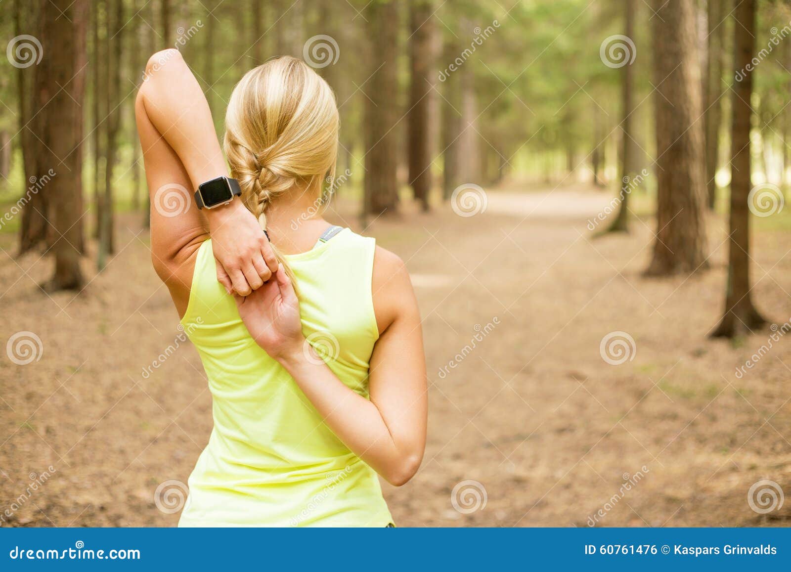 Athletic Girl Stretching Her Arms Stock Photo - Image of back, forest ...
