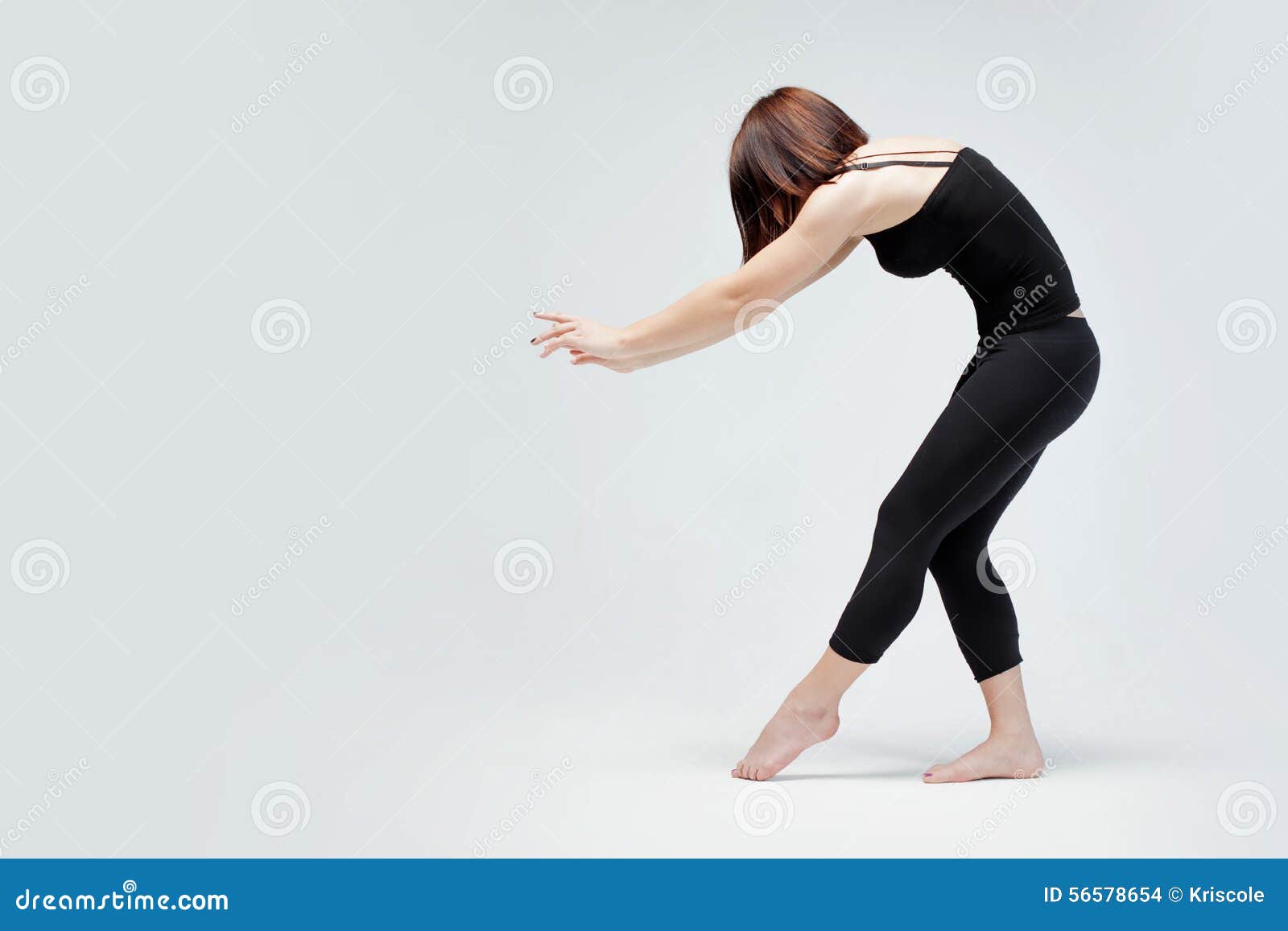 Athletic Girl on White Background, Pushing Stock Photo - Image of ...