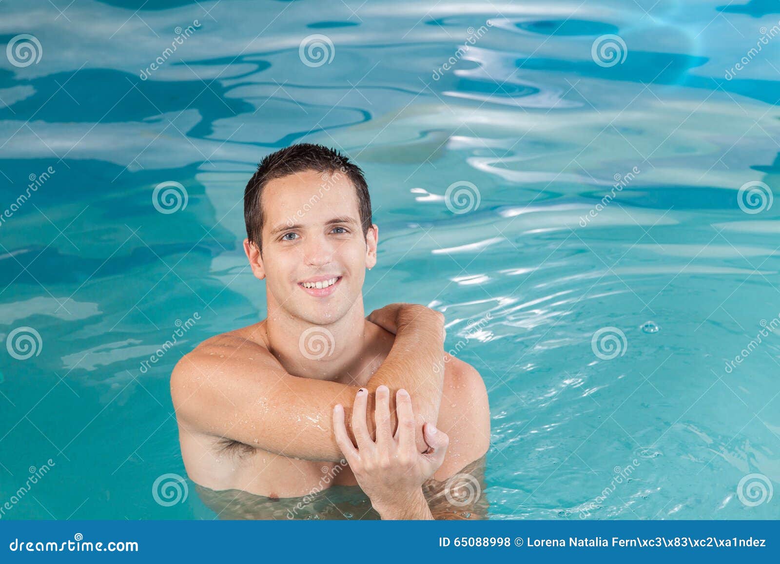 Athletic Guy Inside the Pool Stock Photo - Image of leisure, health ...