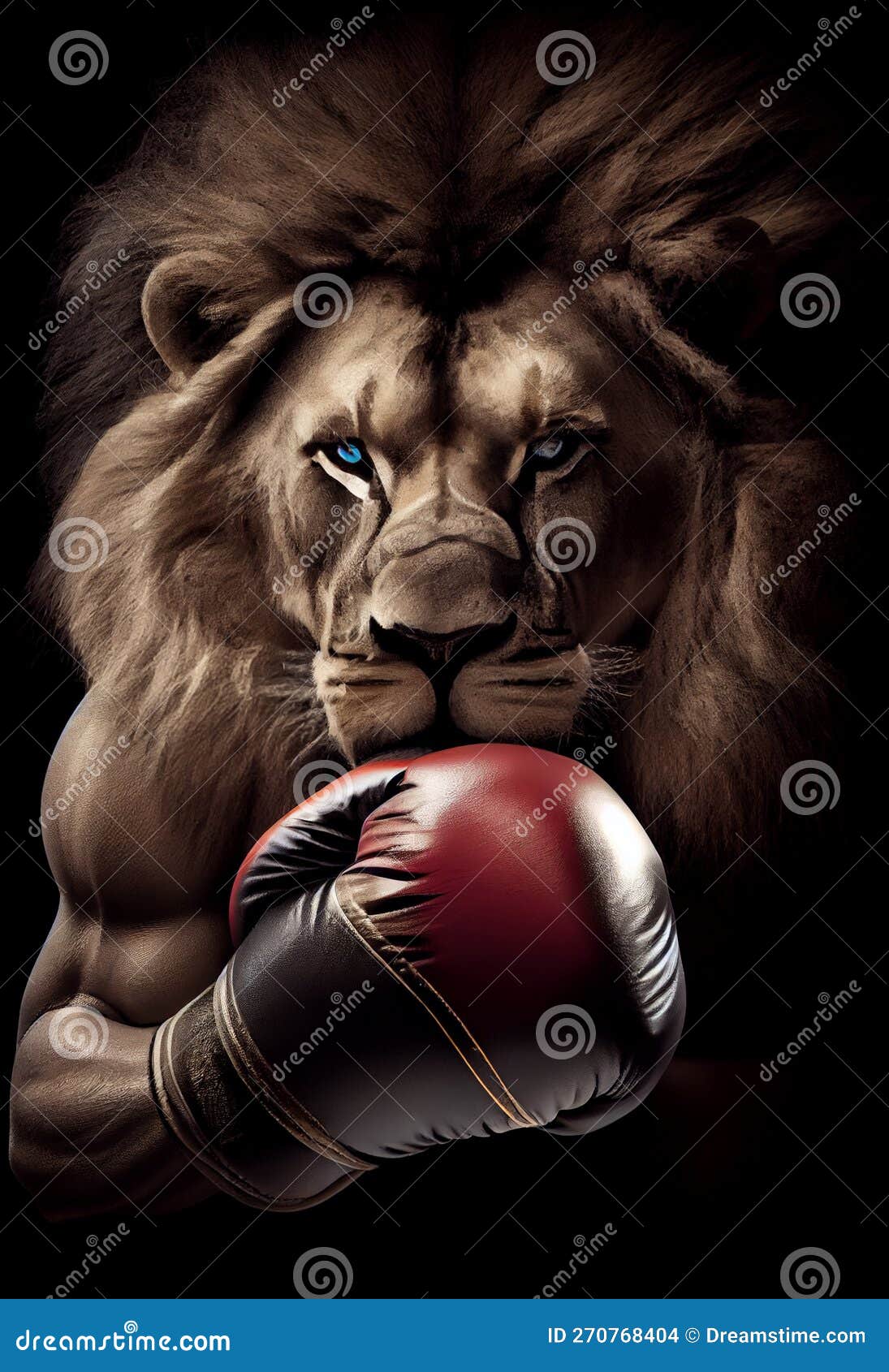 Athletic Lion in Boxing Gloves. AI Generated. Stock Illustration ...