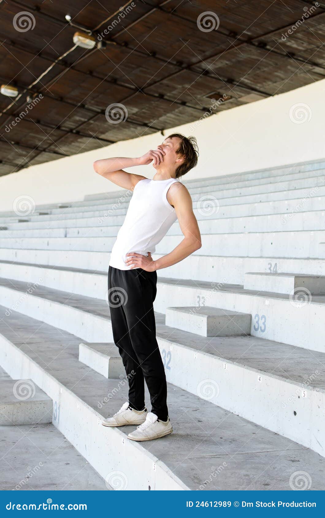 Athletic male yawning stock image. Image of sportive - 24612989