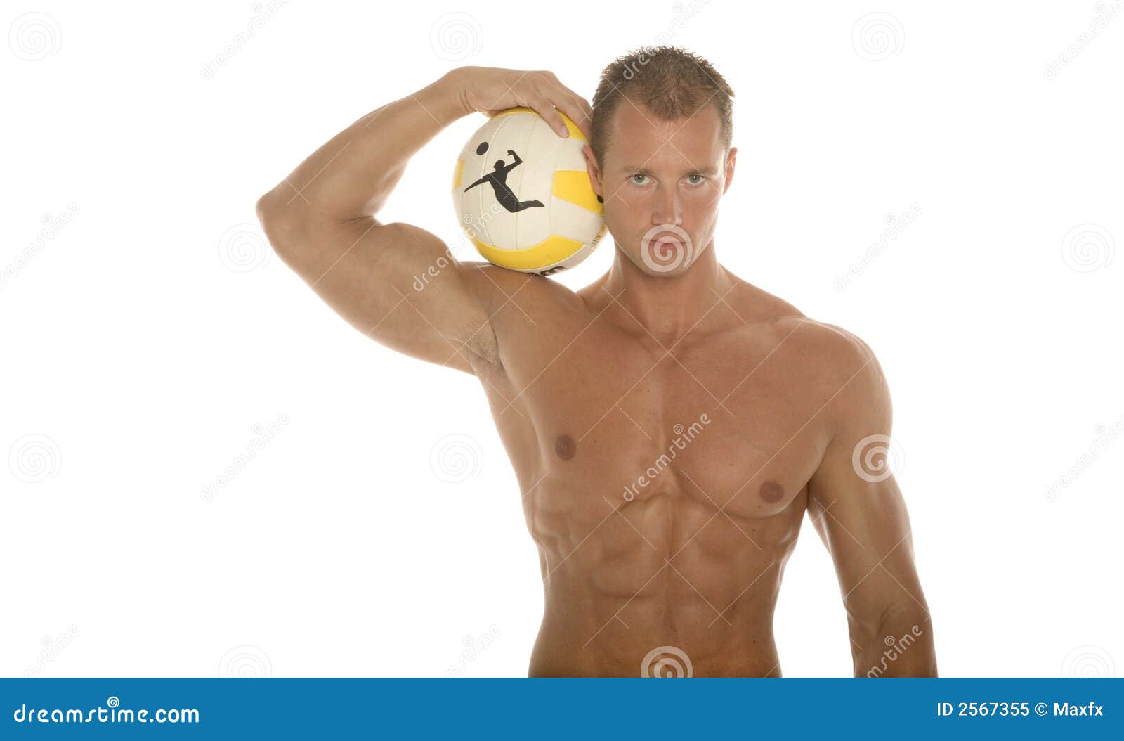 Athletic man with ball stock image. Image of healthy, chest - 2567355