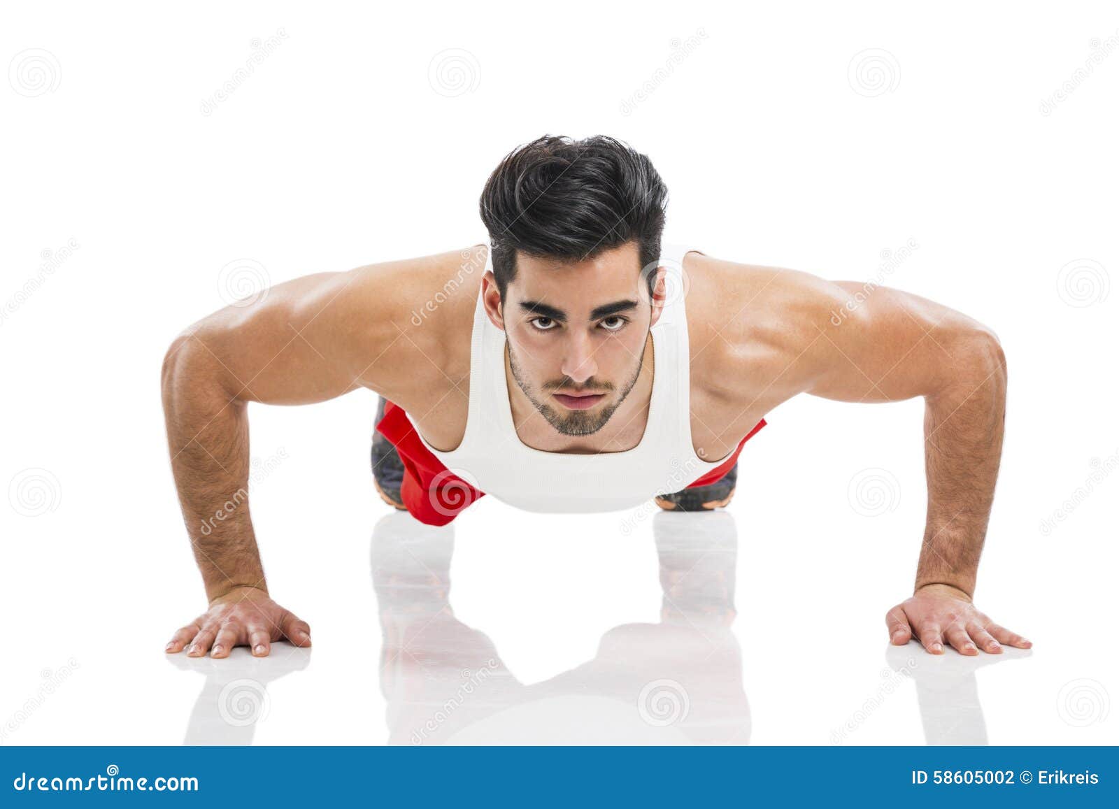 Athletic man doing push-up stock photo. Image of athlete - 58605002