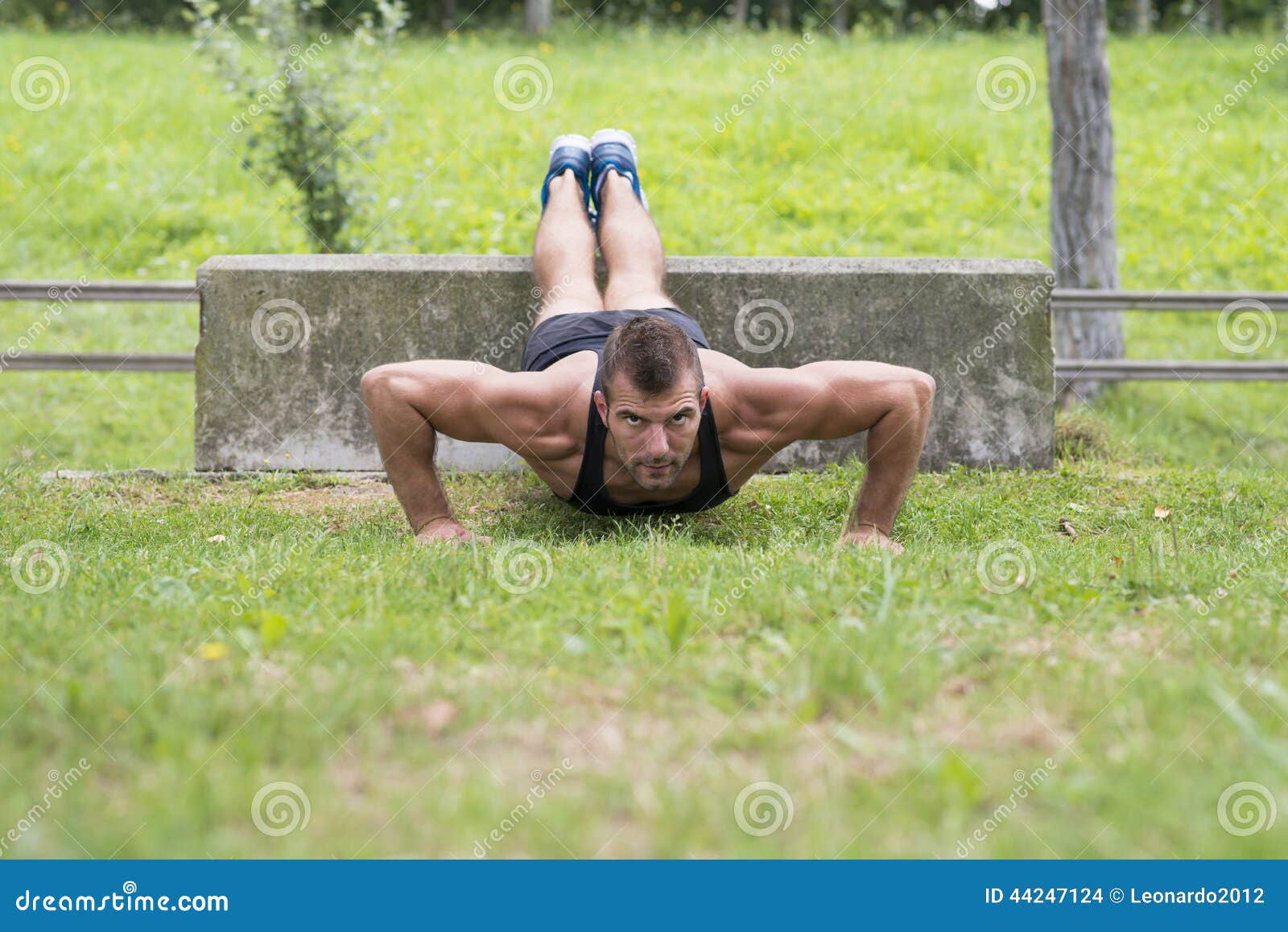 Athletic Man Doing Push Ups, Outdoor. Stock Photo - Image of fitness ...