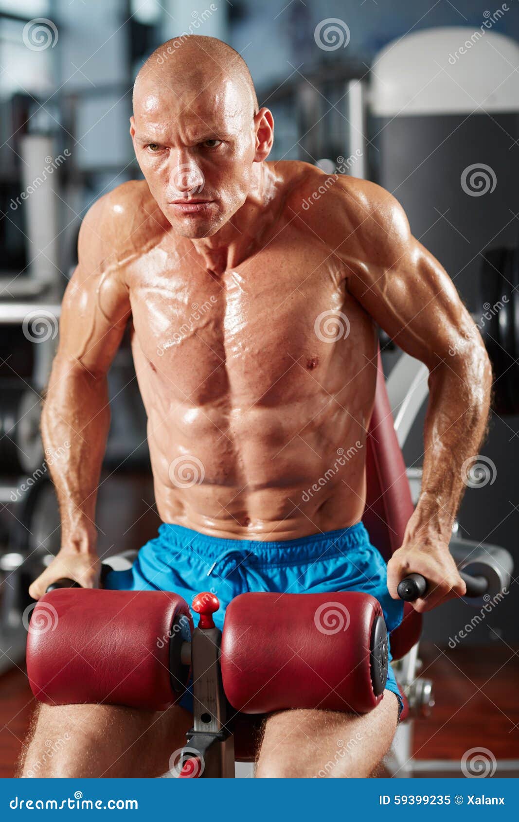 Athletic Man Doing Triceps Workout Stock Image - Image of activity ...