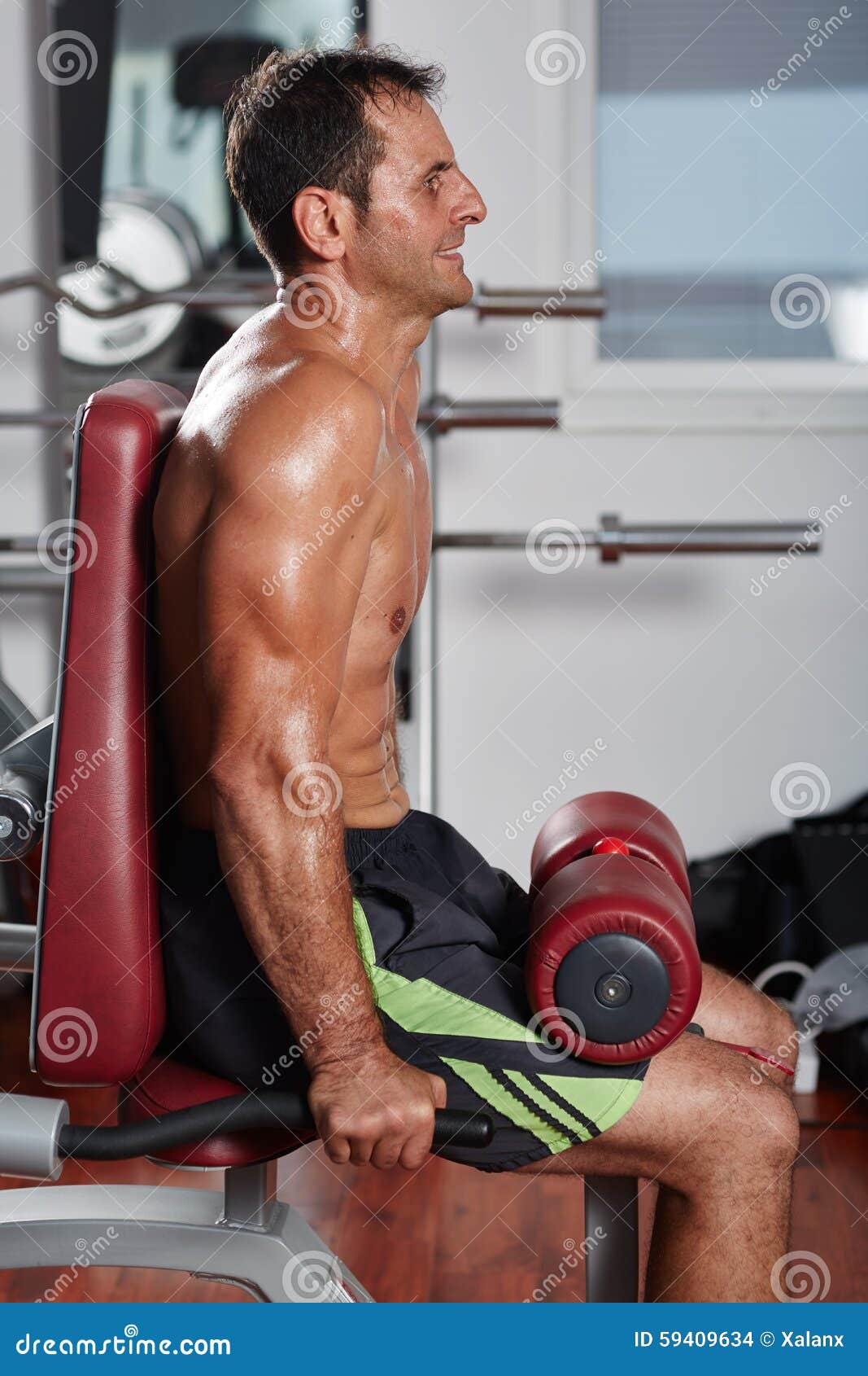 Athletic Man Doing Triceps Workout Stock Photo - Image of building ...