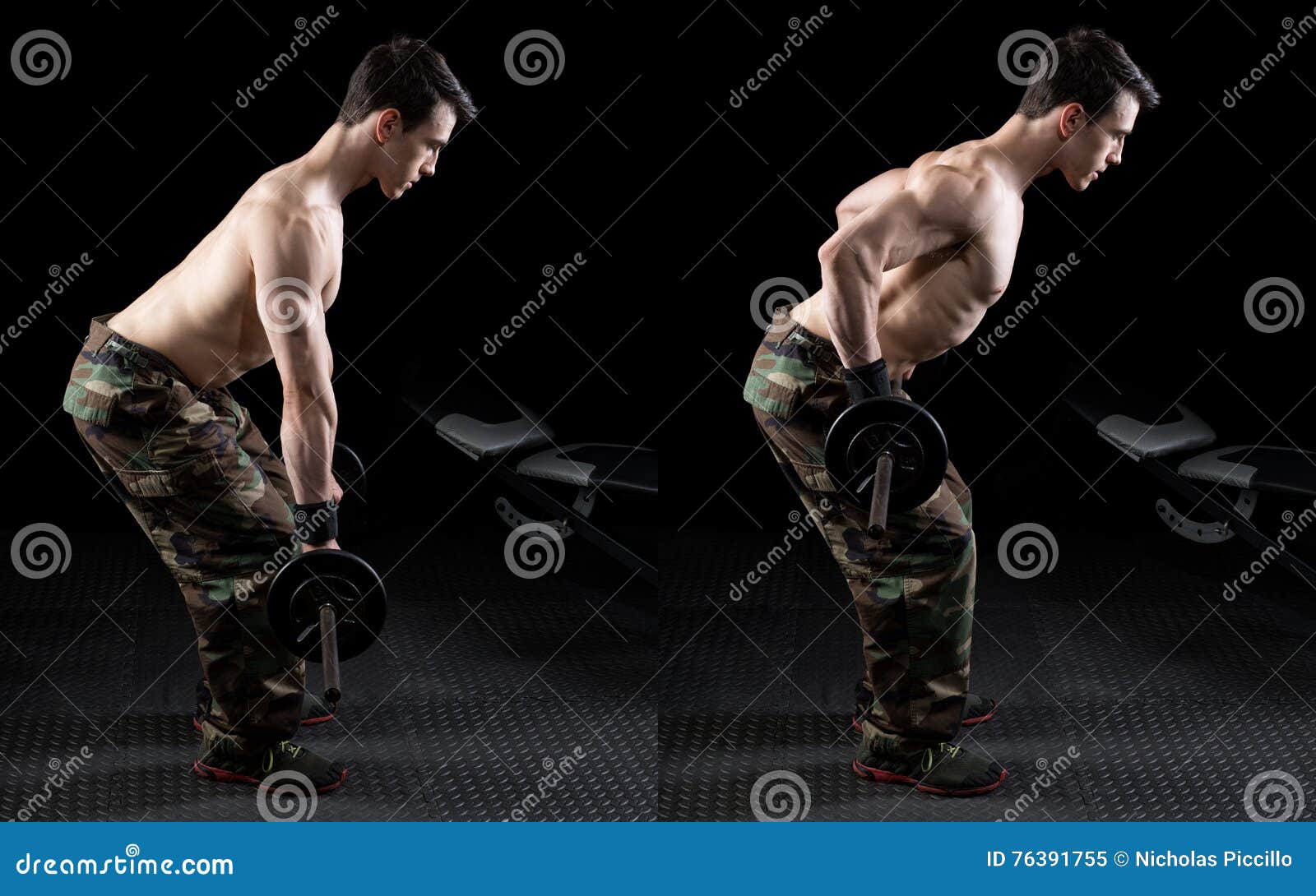 Barbell Bent Over Row Supine Grip Woman Workout Stock Image ...