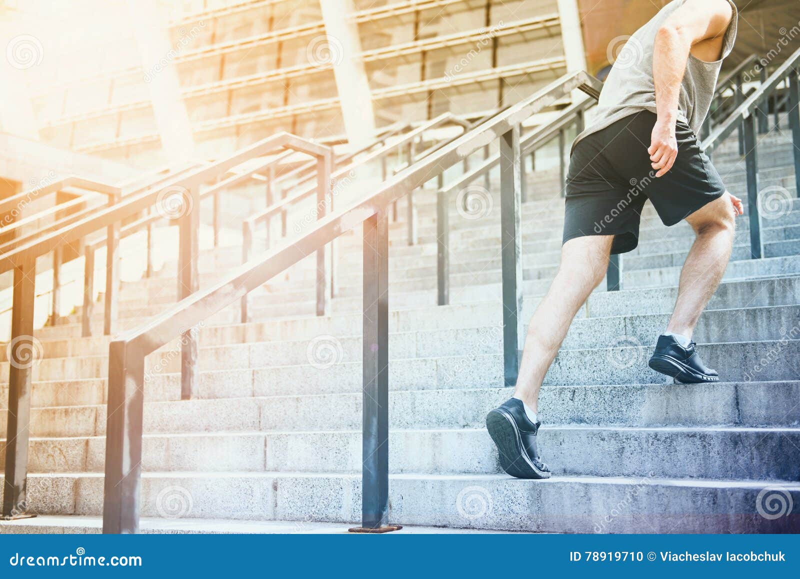 Athletic Man Going To Stadium Up the Stairs Stock Photo - Image of ...