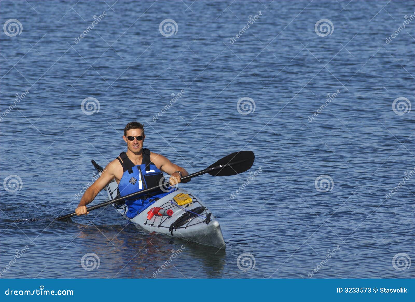 Athletic man in kayak stock image. Image of boat, nature - 3233573