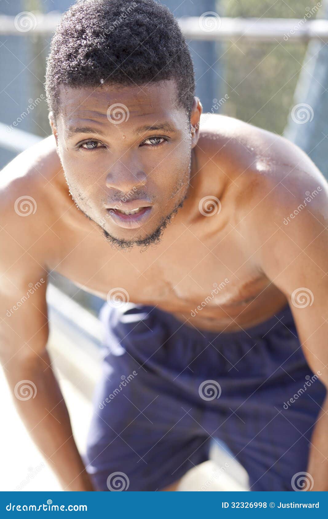 Athletic Man Leaning Over Resting Stock Photo - Image of adult ...